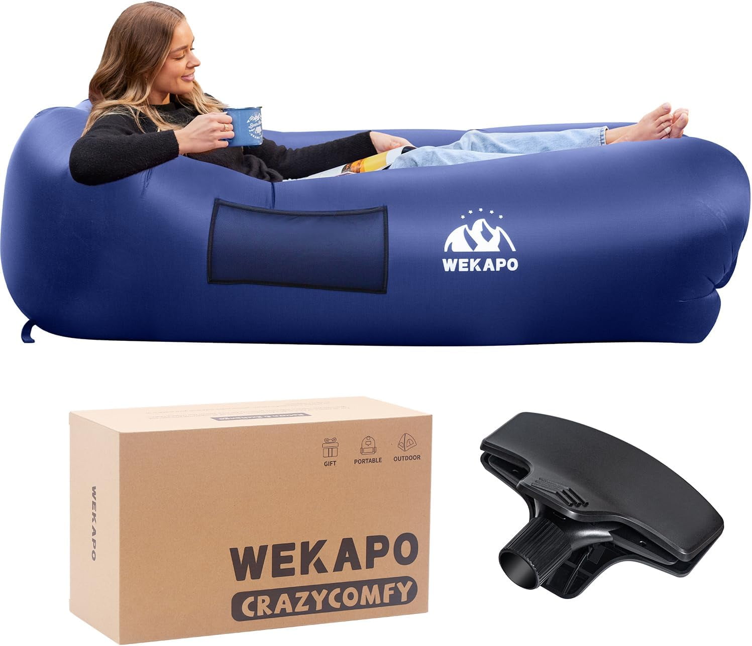 WEKAPO Inflatable Couch - Easiest Setup, Crazy Comfy & Ultralight - Blow up Lounger Chair ...