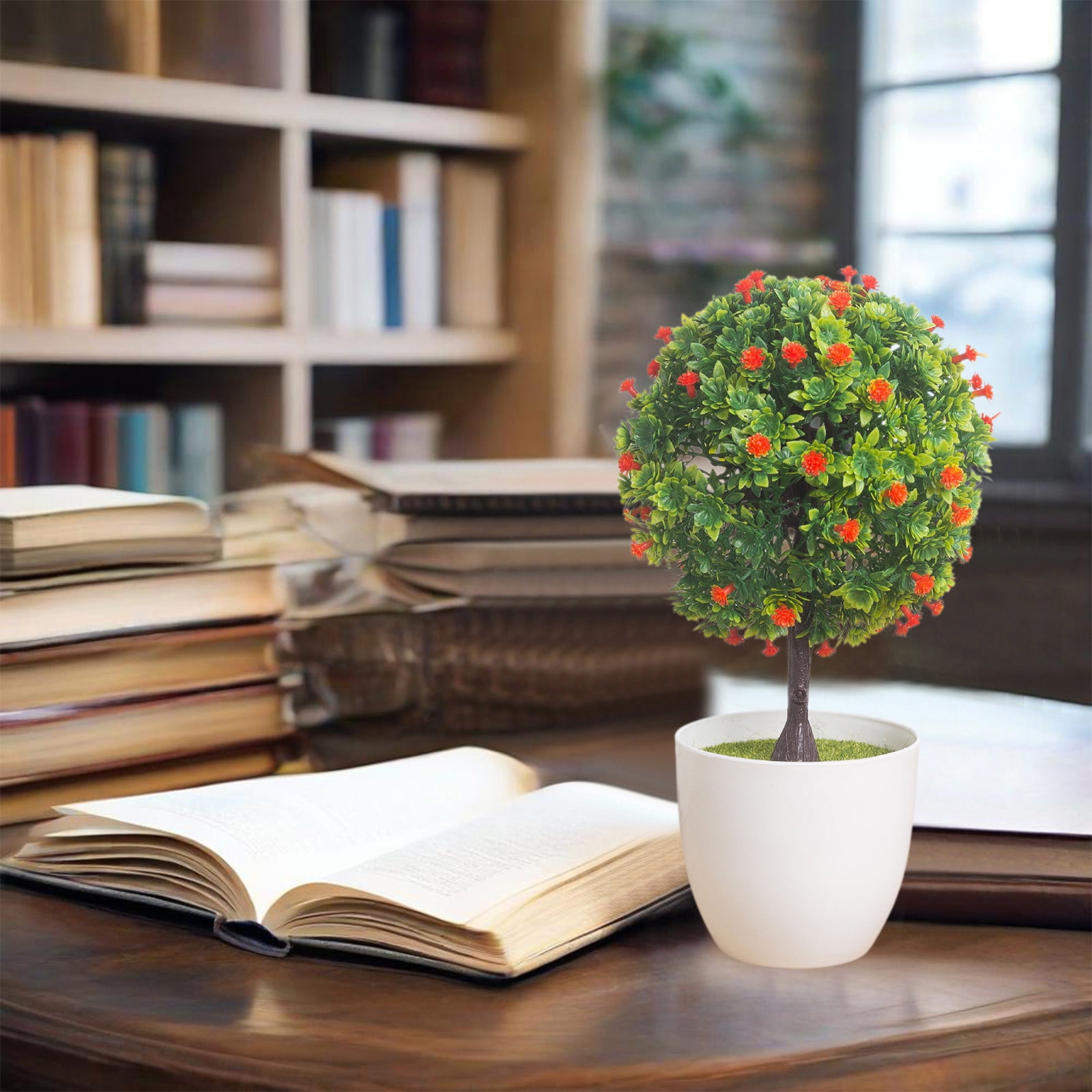 WEKDKAI Artificial Abloom Tree Plant Pot,5.9*11in Home Flower Potted Model Decor,Office Table ...