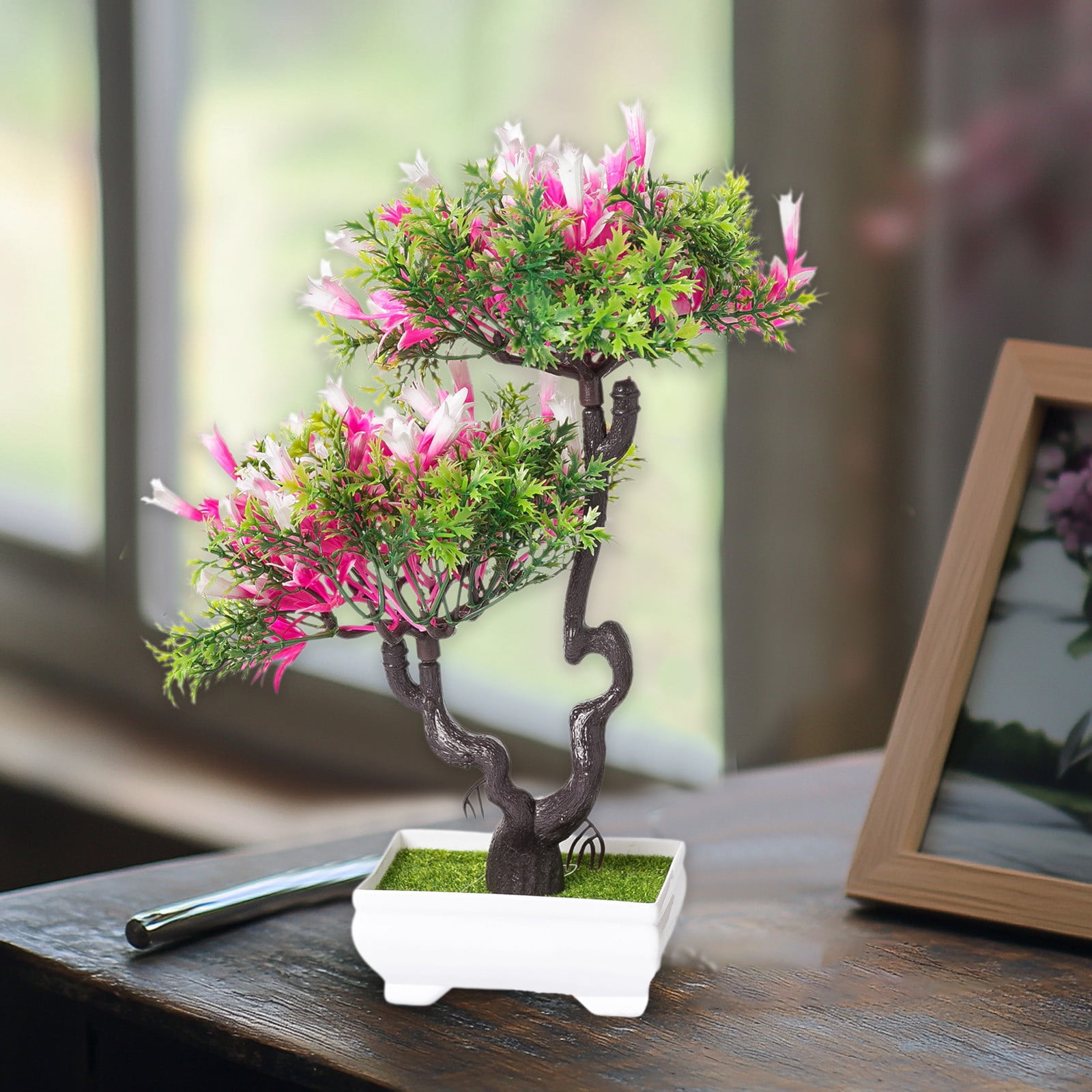 WEKDKAI Double Branches Plant Pot,8.2*11.8in Home Hyacinth Plant Potted Decor,Office Table Fake ...