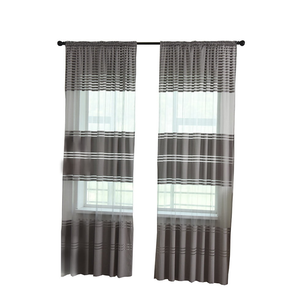WEKDKAI Livingroom Decorative Window Curtains,39.3*106.3in Home Stripe ...