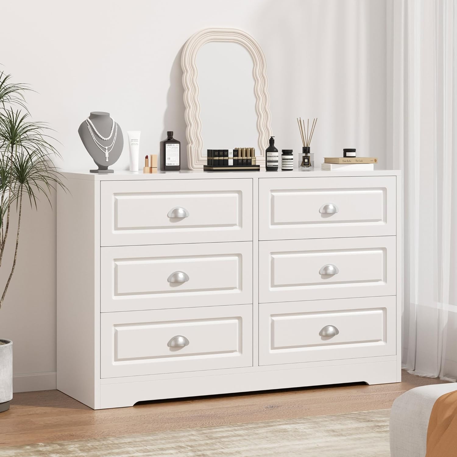 WELAKI 6 Drawer Dresser, Chest of Drawers Organizer Storage with Wide ...