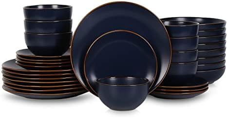 WELAKI Brasa Modern Stoneware 32 Piece Dinnerware Sets, Plates and ...