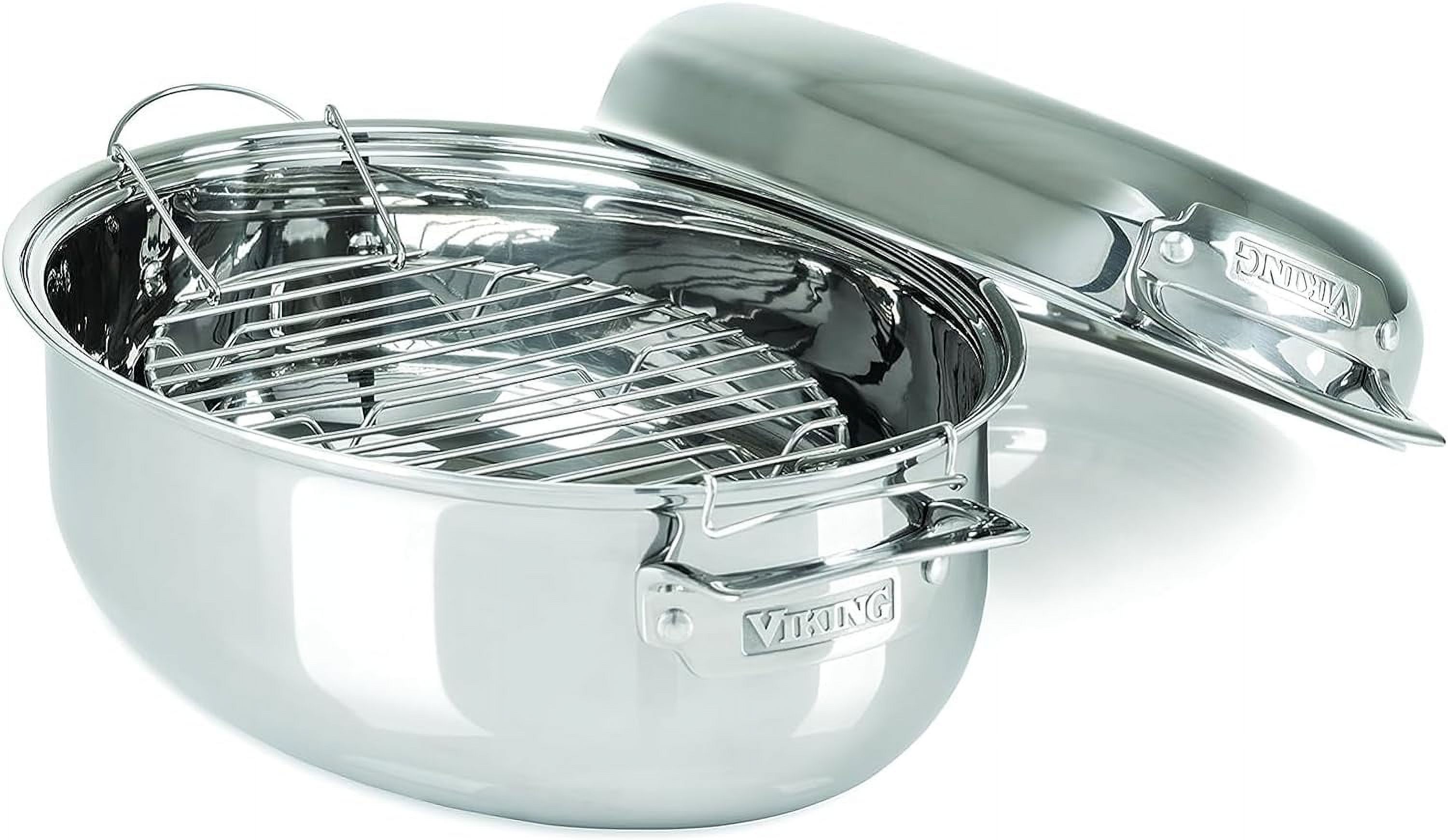 WELAKI Culinary 3-Ply Stainless Steel Roasting Pan and Rack with BONUS ...