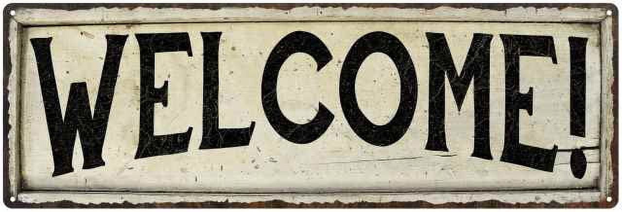 WELCOME! Farmhouse Style Wood Look Sign Gift 6x18 Metal Decor ...