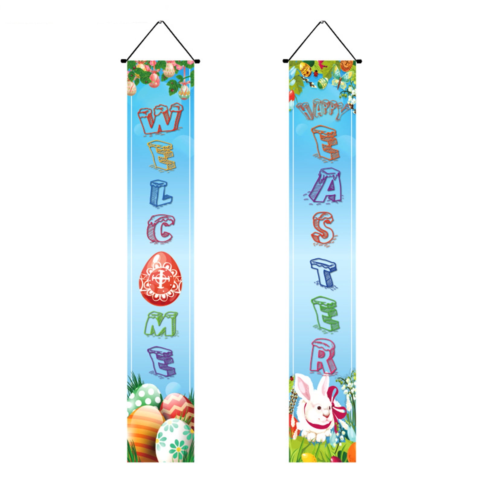 WELCOME/HAPPY EASTER Hanging Decorations for Front Door 2025 Easter Indoor Outdoor Banners ...