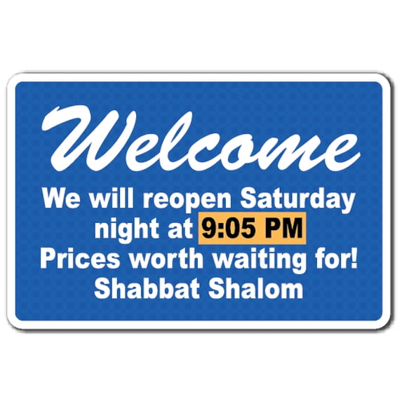 WELCOME SHABBAT SHALOM Aluminum Sign jewish hebrew school business ...