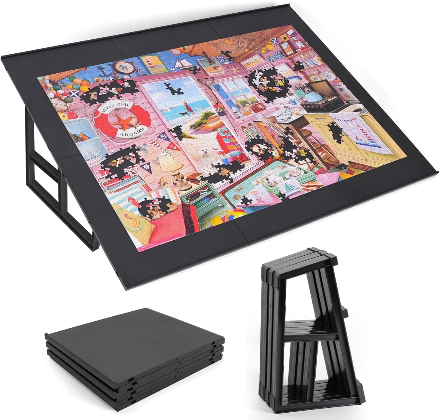 WELGEE, 1000-Piece Tilting Puzzle Board, 31‚Äù x 24‚Äù, Lightweight ...
