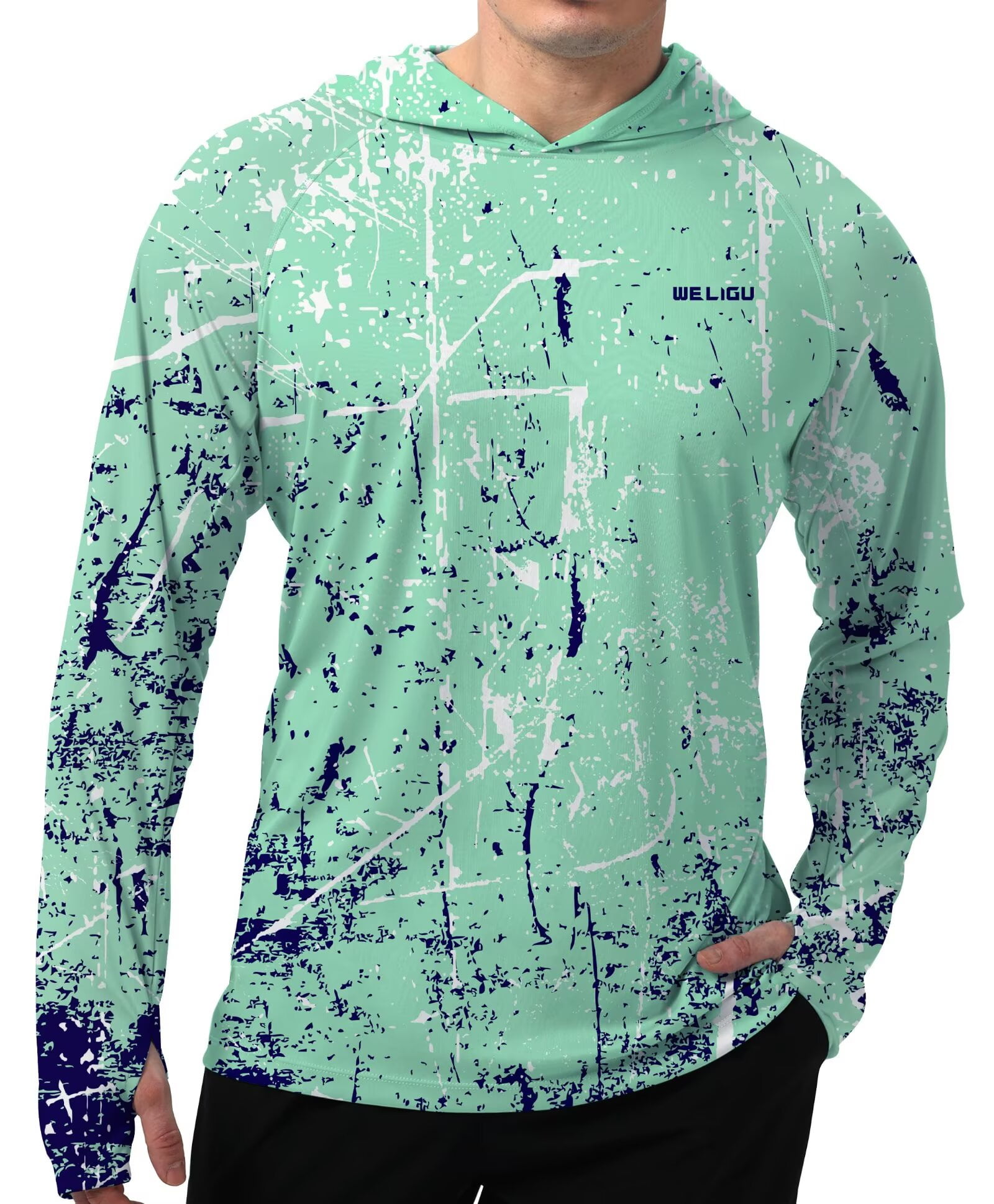 WELIGU Mens Sun Protection Swim Shirt Lightweight UV Sun Shirts Quick ...