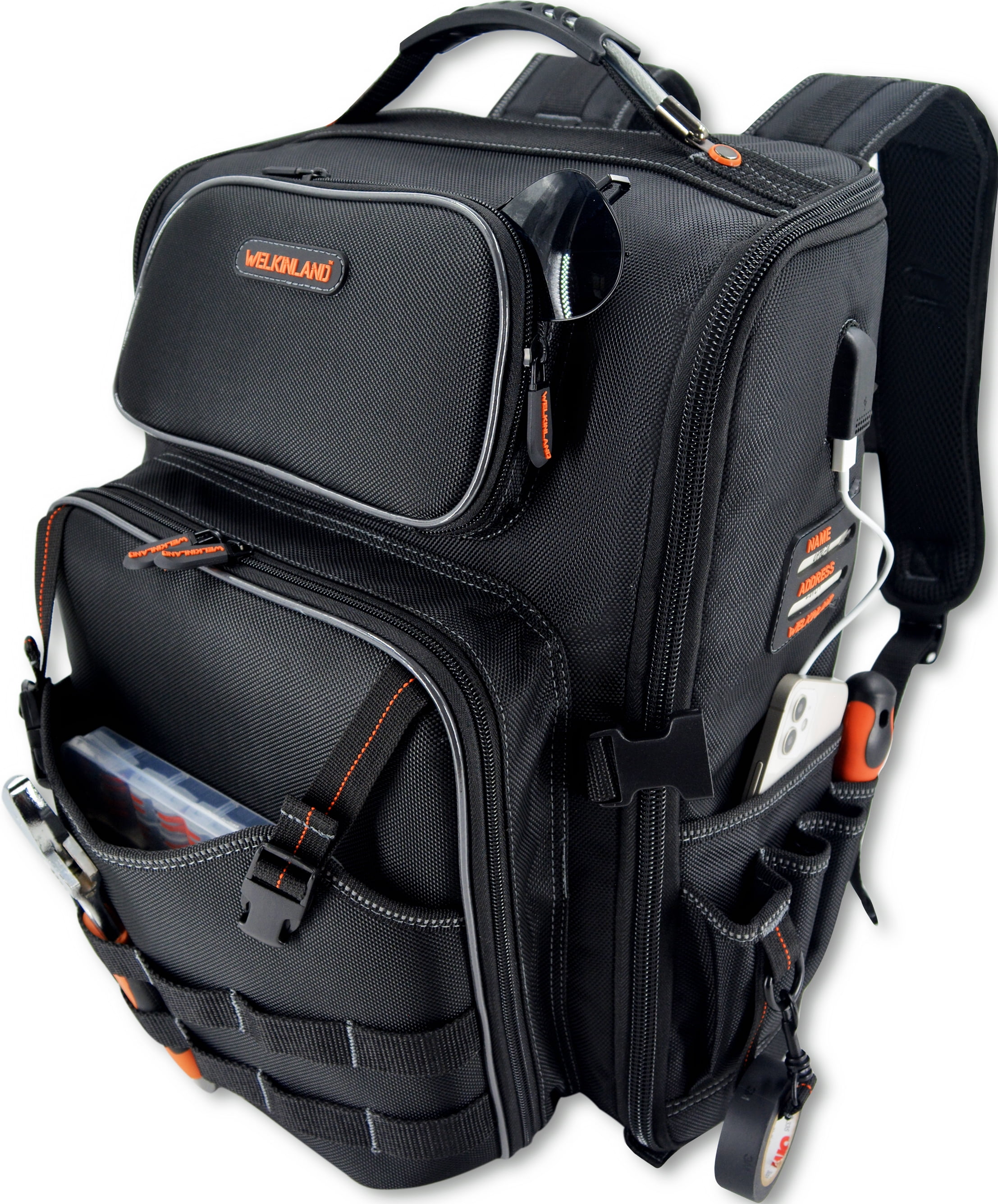 WELKINLAND Full-Open Tool backpack, Tool bag backpack, Tool backpack ...