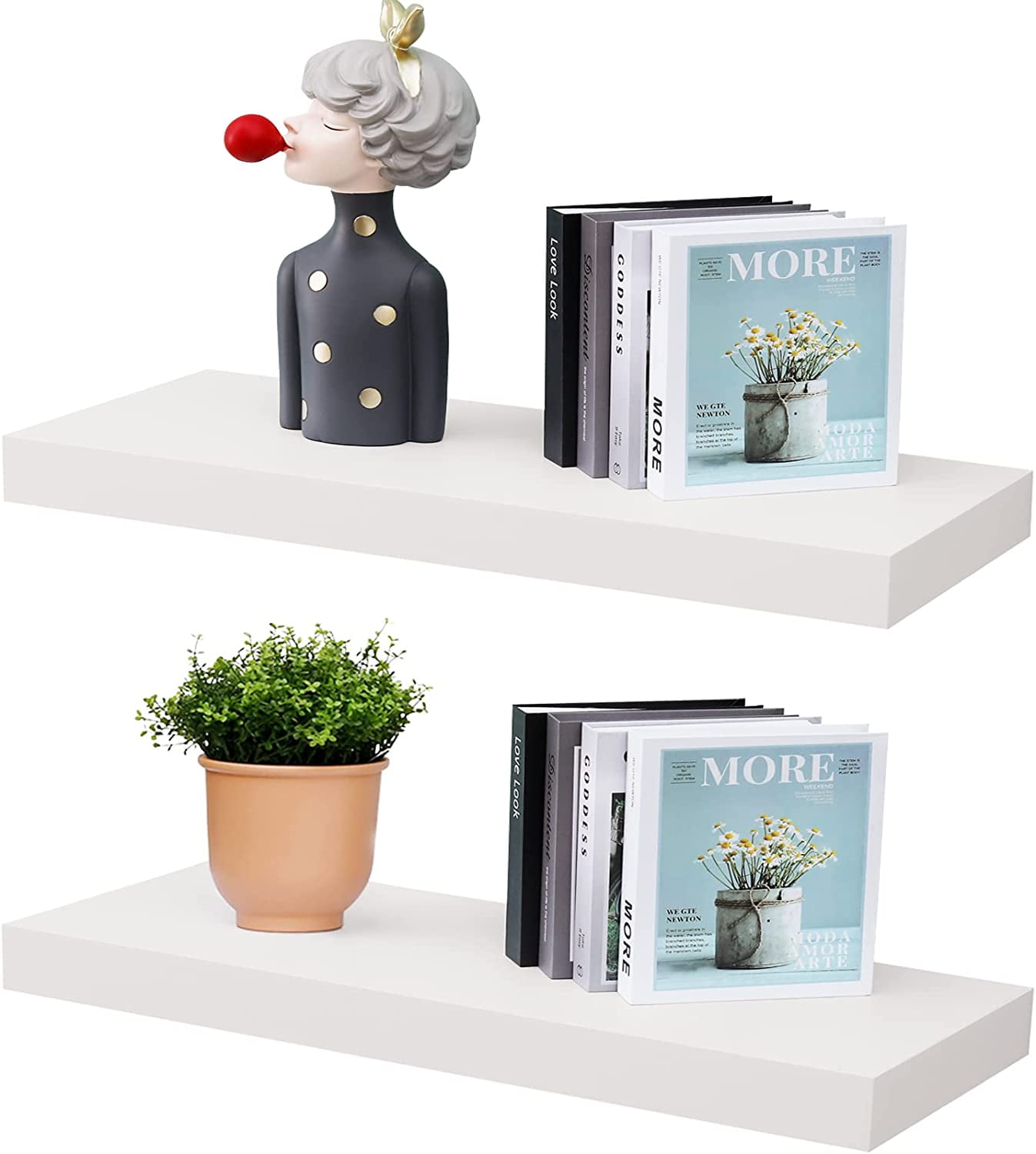 WELLAND 24 Inch Simons Wood Modern Floating Shelf Wall Mounted Display ...