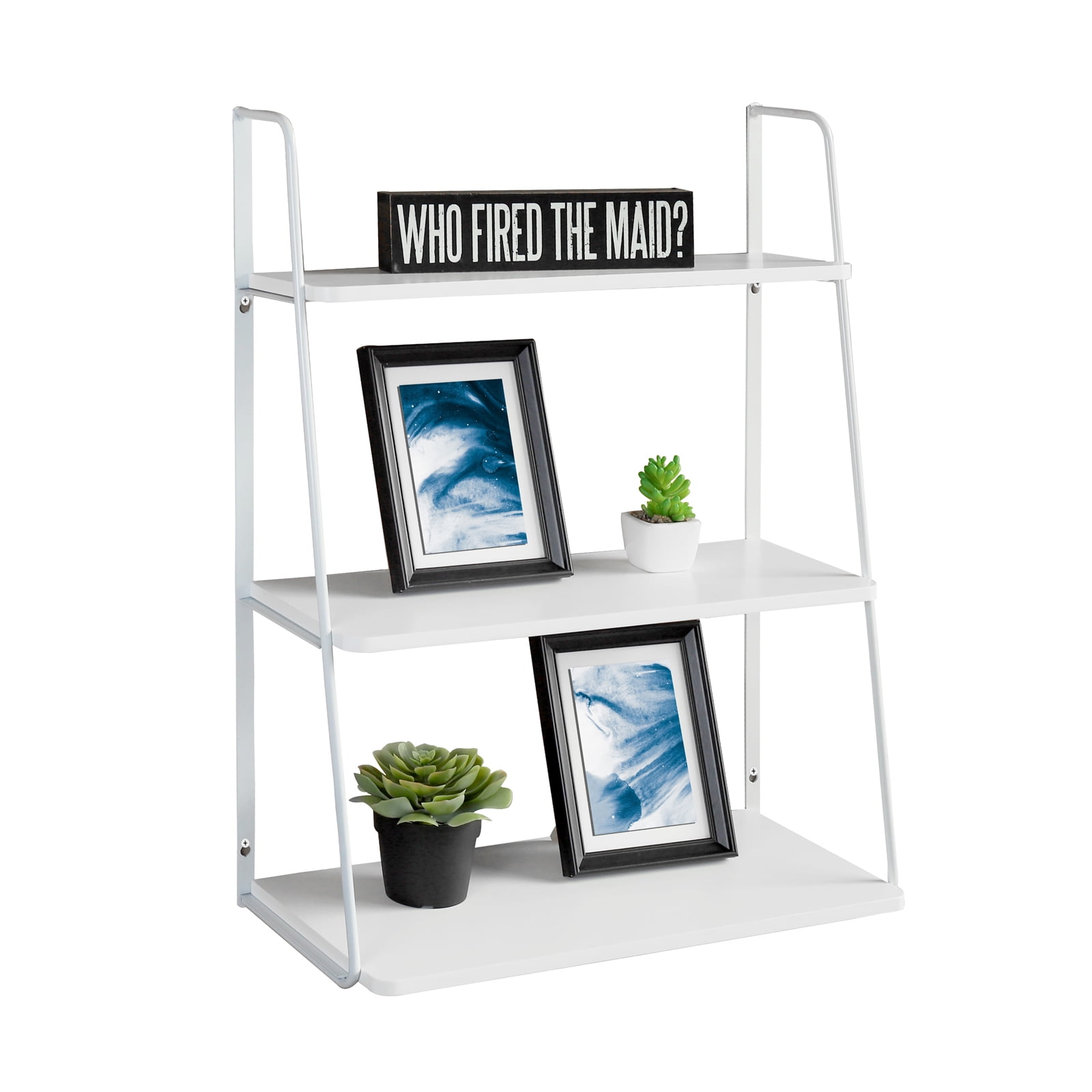 WELLAND 3-Tier Ladder Display Wall Shelf, White - Walmart.com