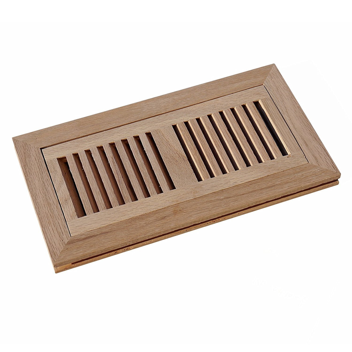 WELLAND 4"x10" Wood Vent Floor Register Flush Mount, Unfinished Red Oak ...