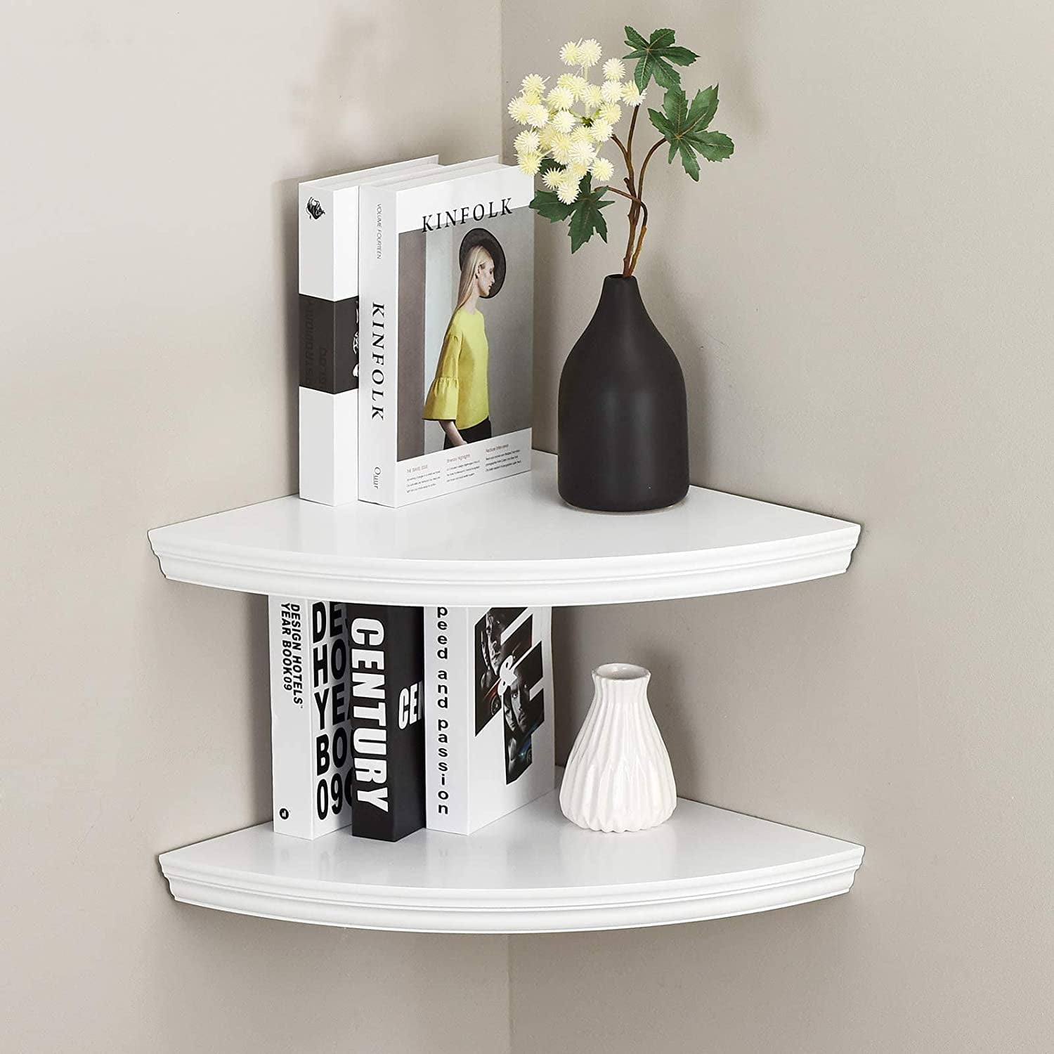 WELLAND Modern Wall Mounted Corner Shelves Corner Display Floating ...
