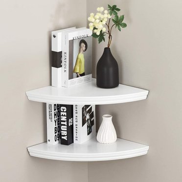 Danya B. White Veneer Corner Radial Shelves (Set of 2) - Walmart.com
