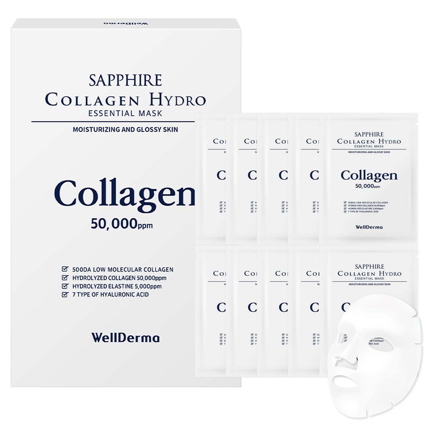 WELLDERMA Sapphire Collagen Hydro Essential HYZ01 Mask 10 Sheets Skin ...