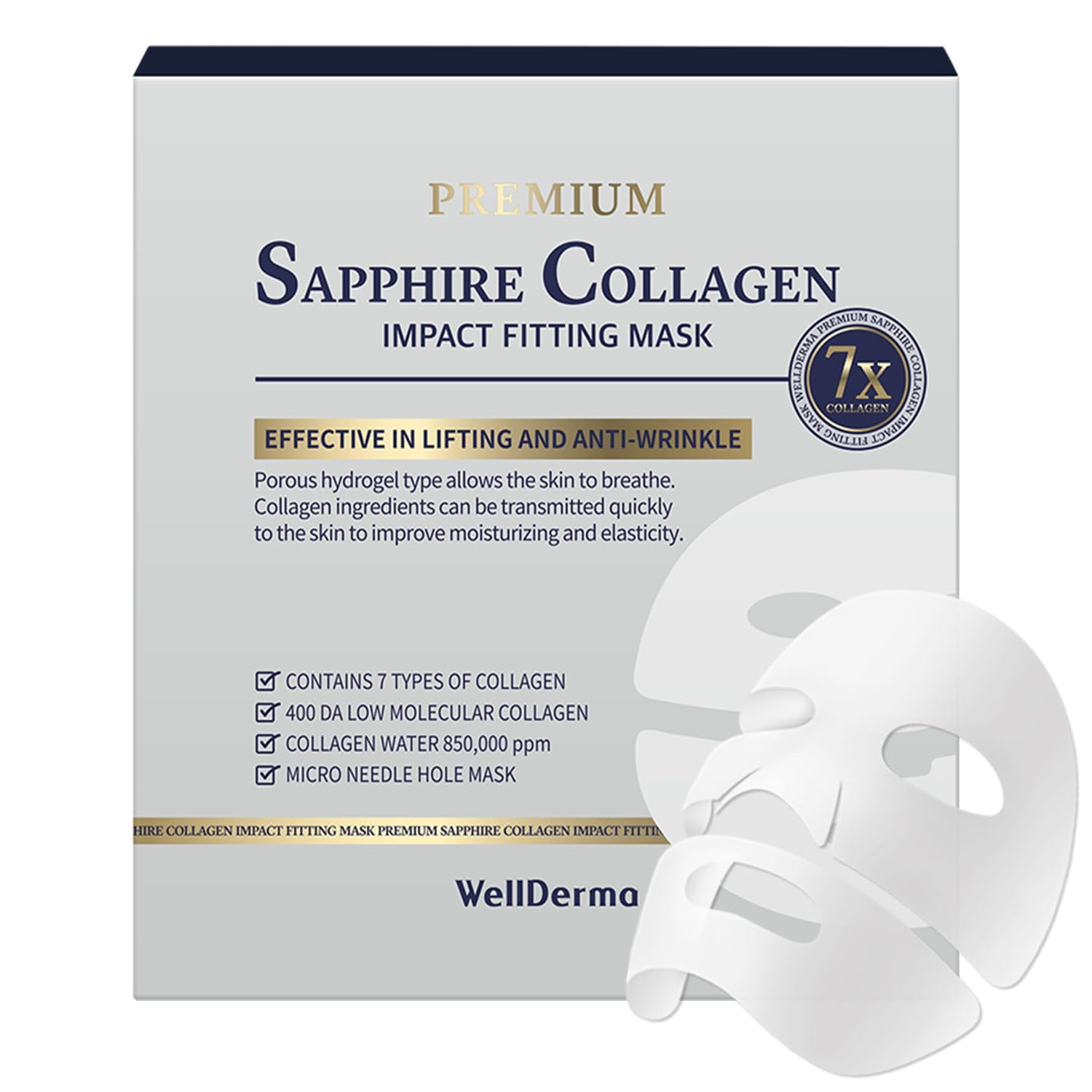 WELLDERMA Sapphire Premium Collagen Impact HYZ01 Fitting Mask Face ...