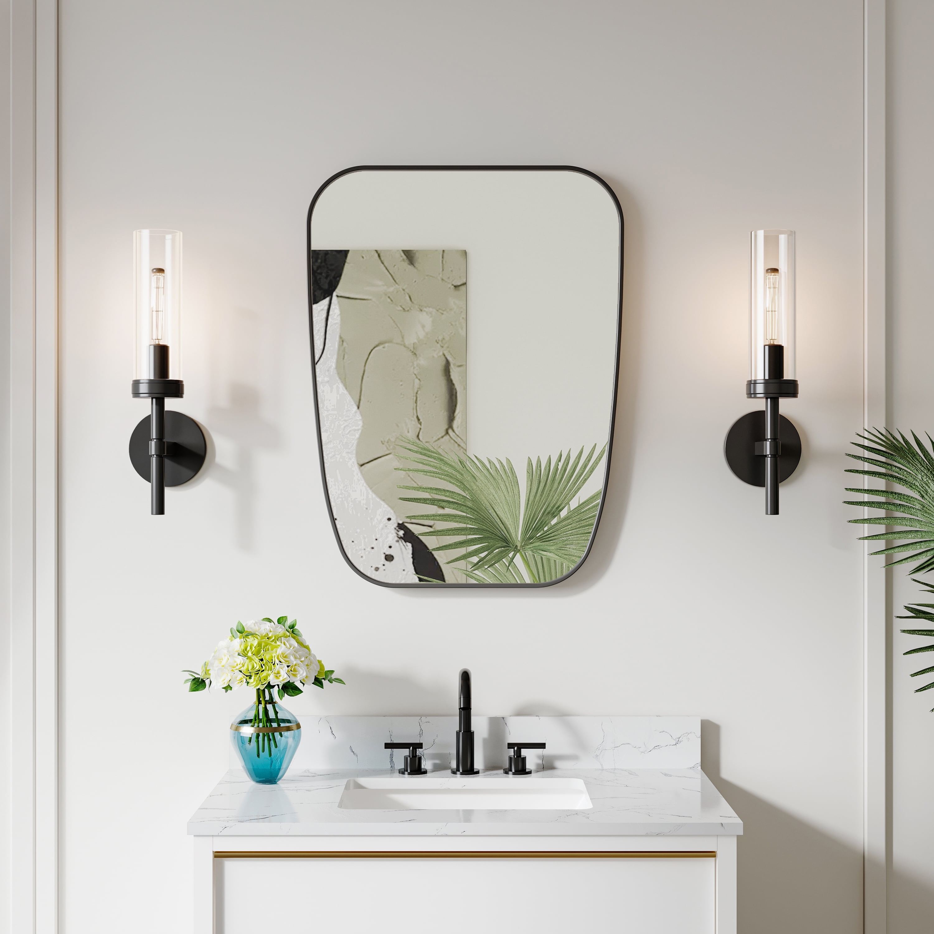 WELLFOR 24" x 32" Bathroom Vanity Mirror, Wall Mounted Bathroom Mirror ...