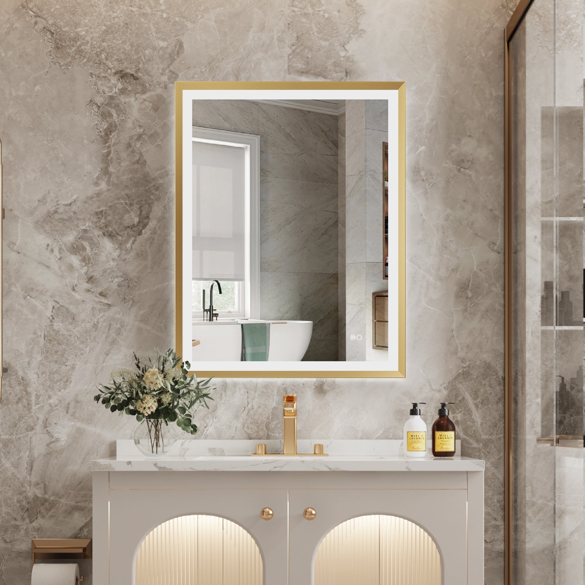 ANGELES HOME 28 x 36inch LED Bathroom Mirror, Bathroom Vanity Mirror ...