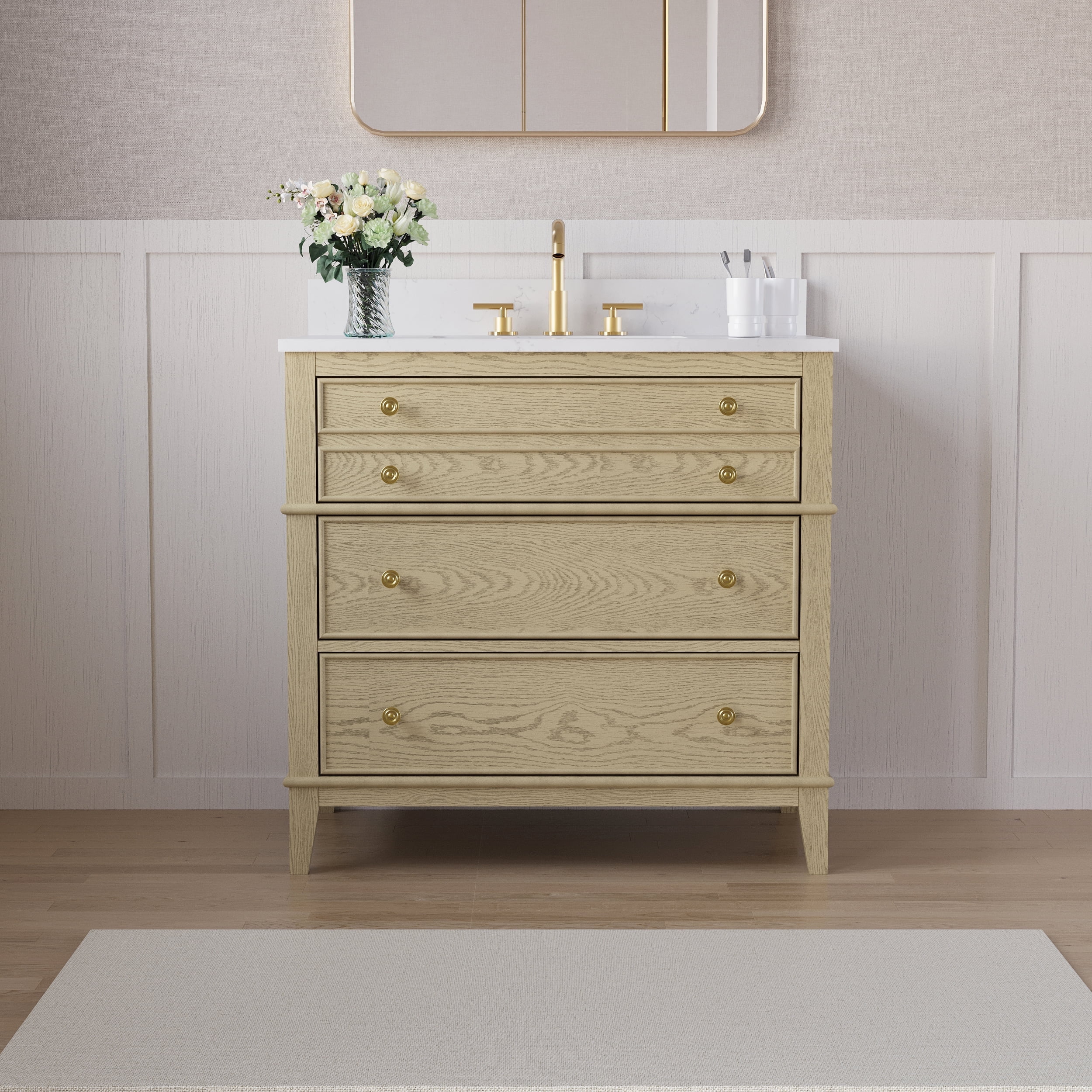 ANGELES HOME 36" Bathroom Vanity with Single Sink Combo, Modern ...