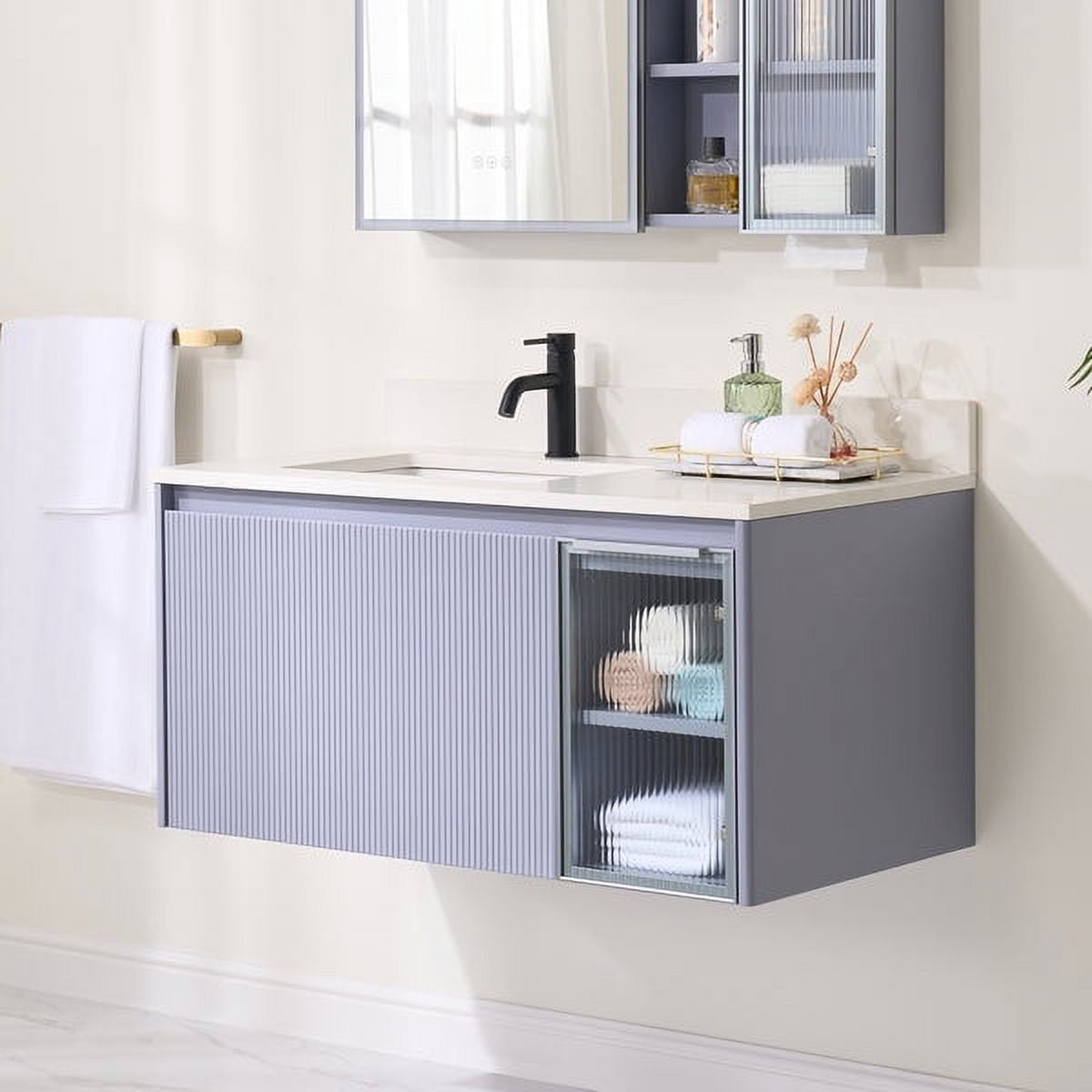 ANGELES HOME 40" Bathroom Vanity Sink Combo, Floating Bathroom Vanity ...