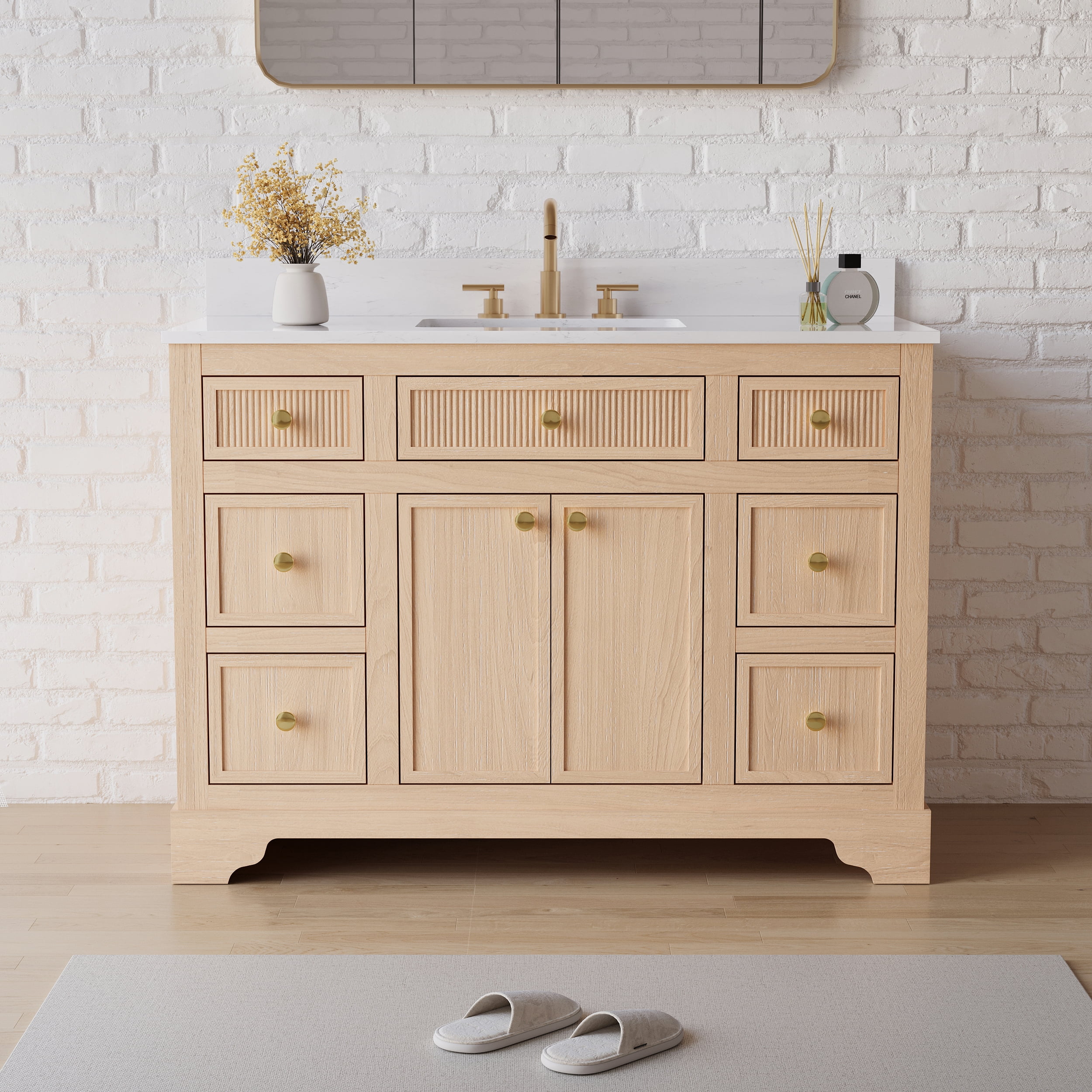 WELLFOR 48" Bathroom Vanity with Single Sink Combo, Modern Undermount ...