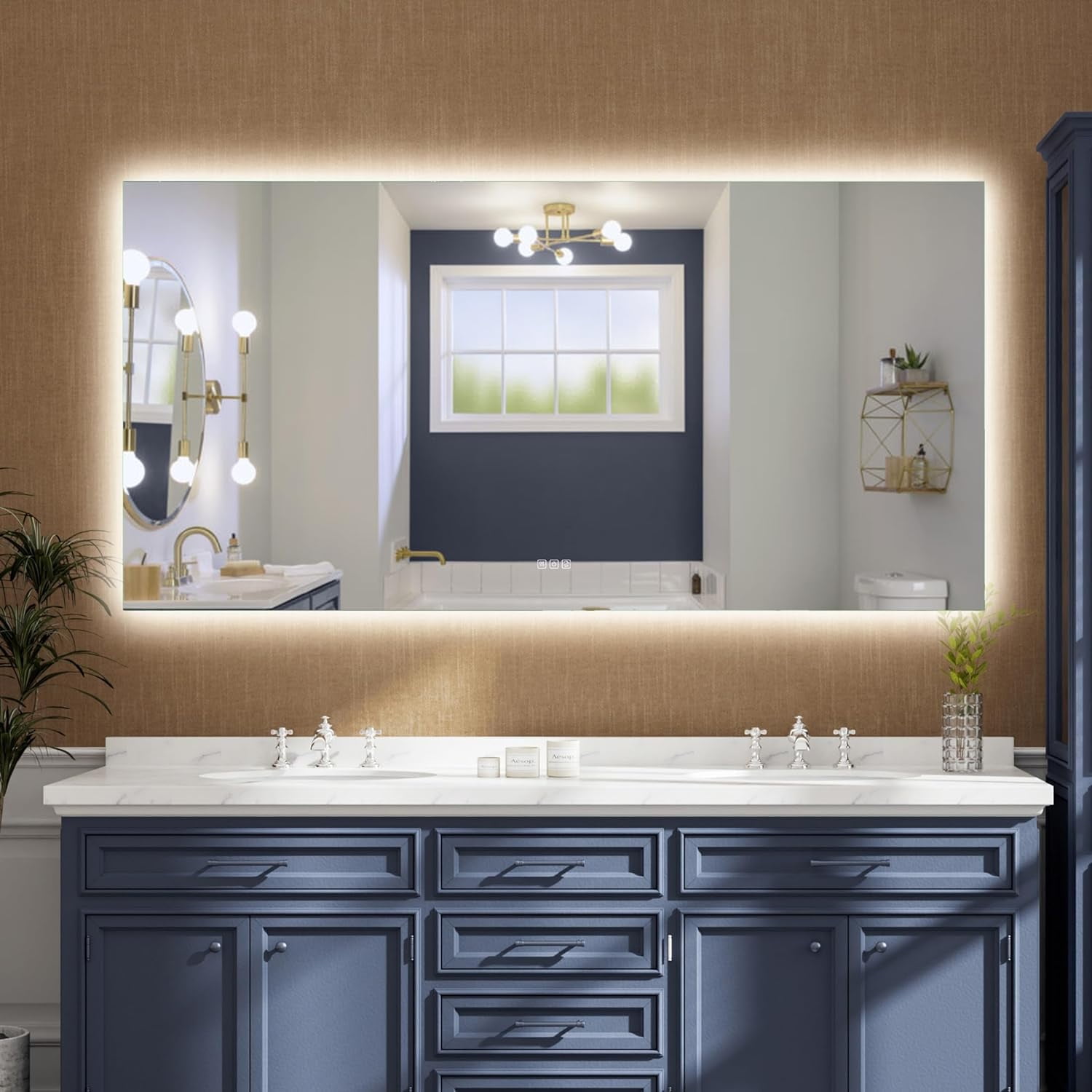 WELLFOR 72" x 36" Inch LED Backlit Bathroom Vanity Mirror, Bathroom ...