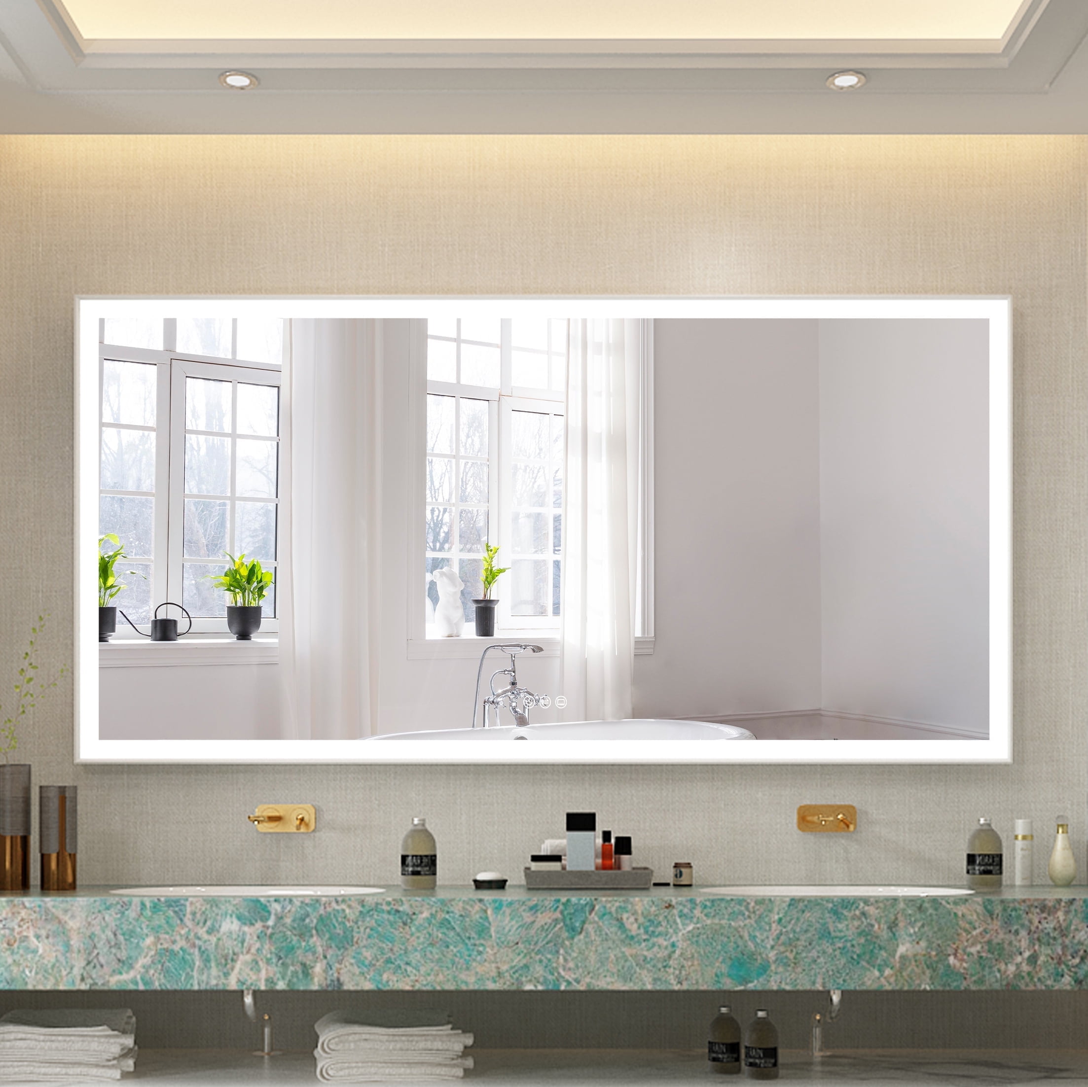 ANGELES HOME 84"x 42" LED Bathroom Mirror, LED Makeup Mirror for ...