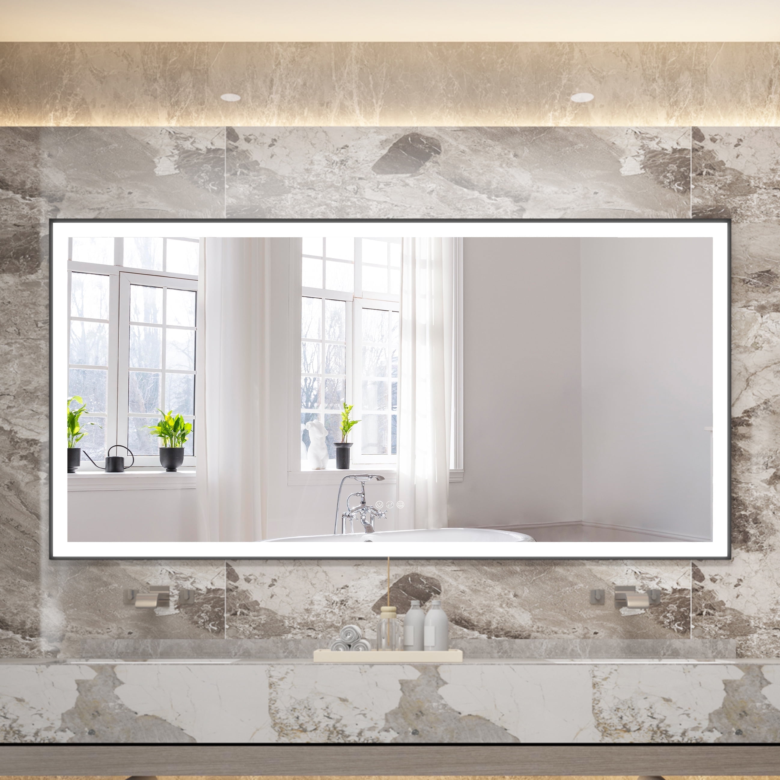ANGELES HOME 84"x 42" LED Bathroom Mirror, LED Makeup Mirror for ...