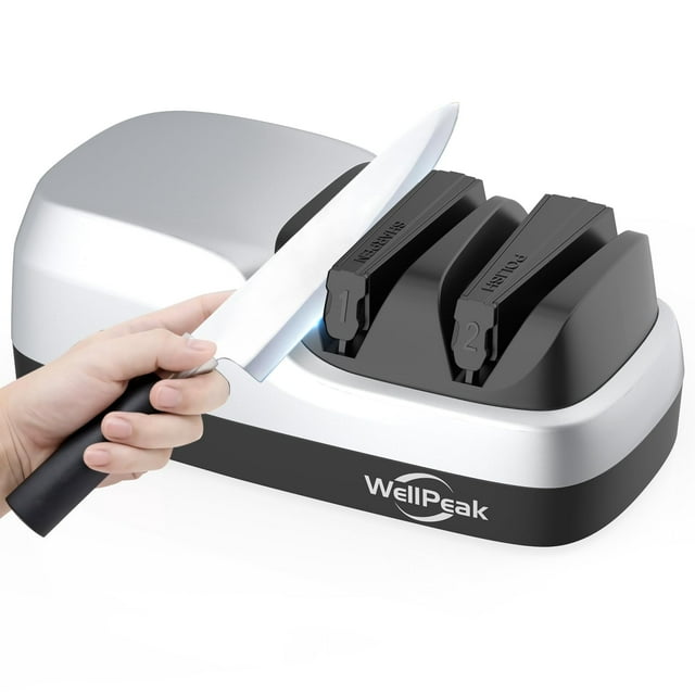 WELLPEAK 2-Stage Electric Knife Sharpener for Kitchen 20-Degree Knifes ...