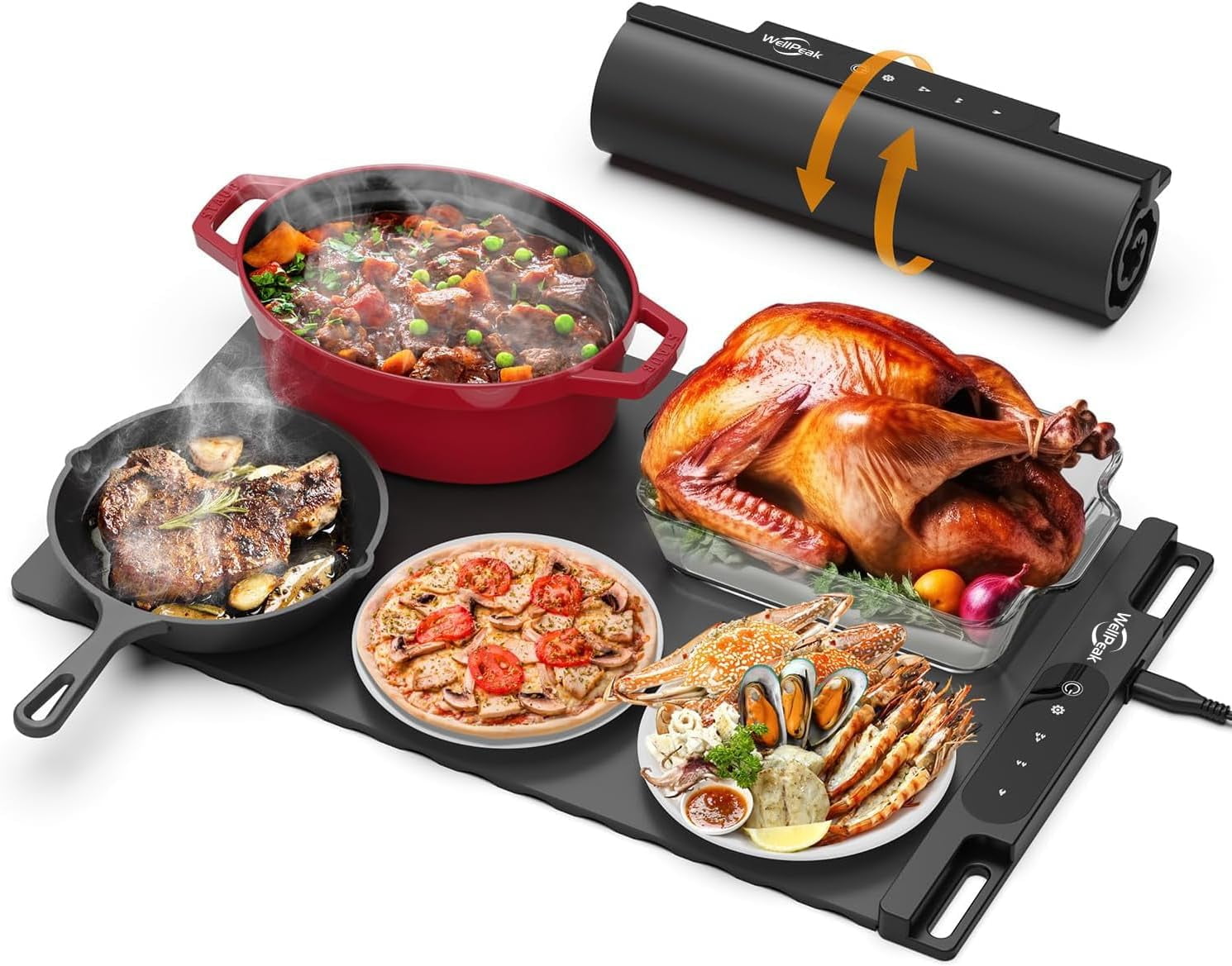 WELLPEAK, Food Warming Mat, 24"x16" Electric Food Warmer, Auto-Off ...