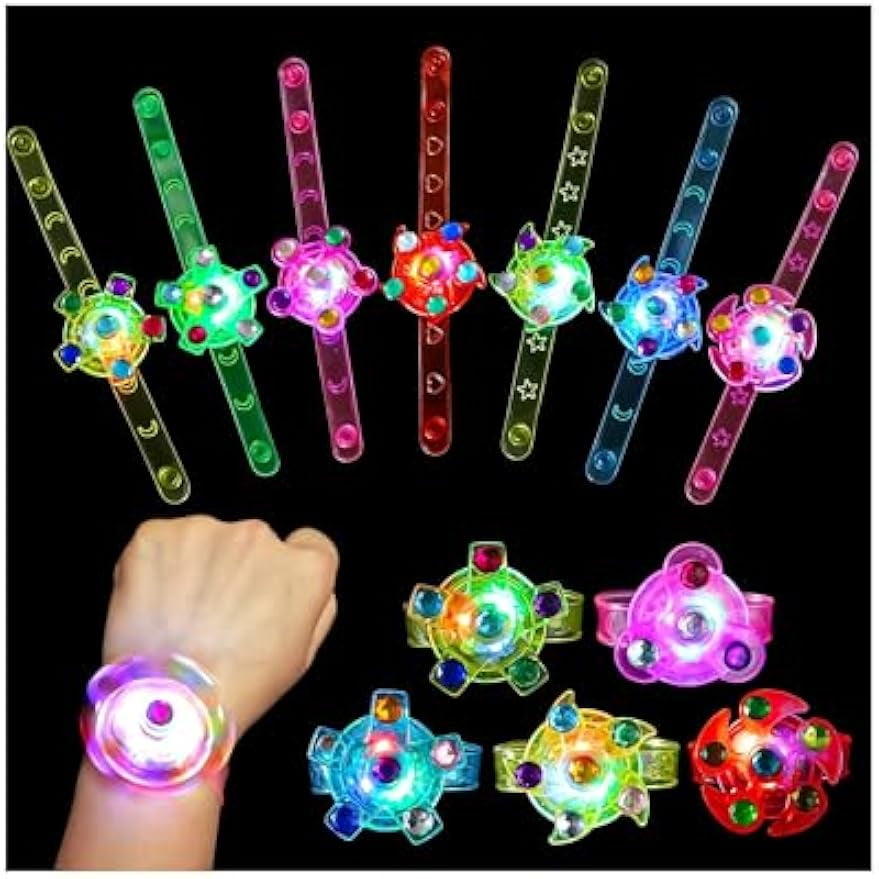 WELLVO 32 Pack LED Light Up Fidget Spinner Bracelets Party Favors For ...