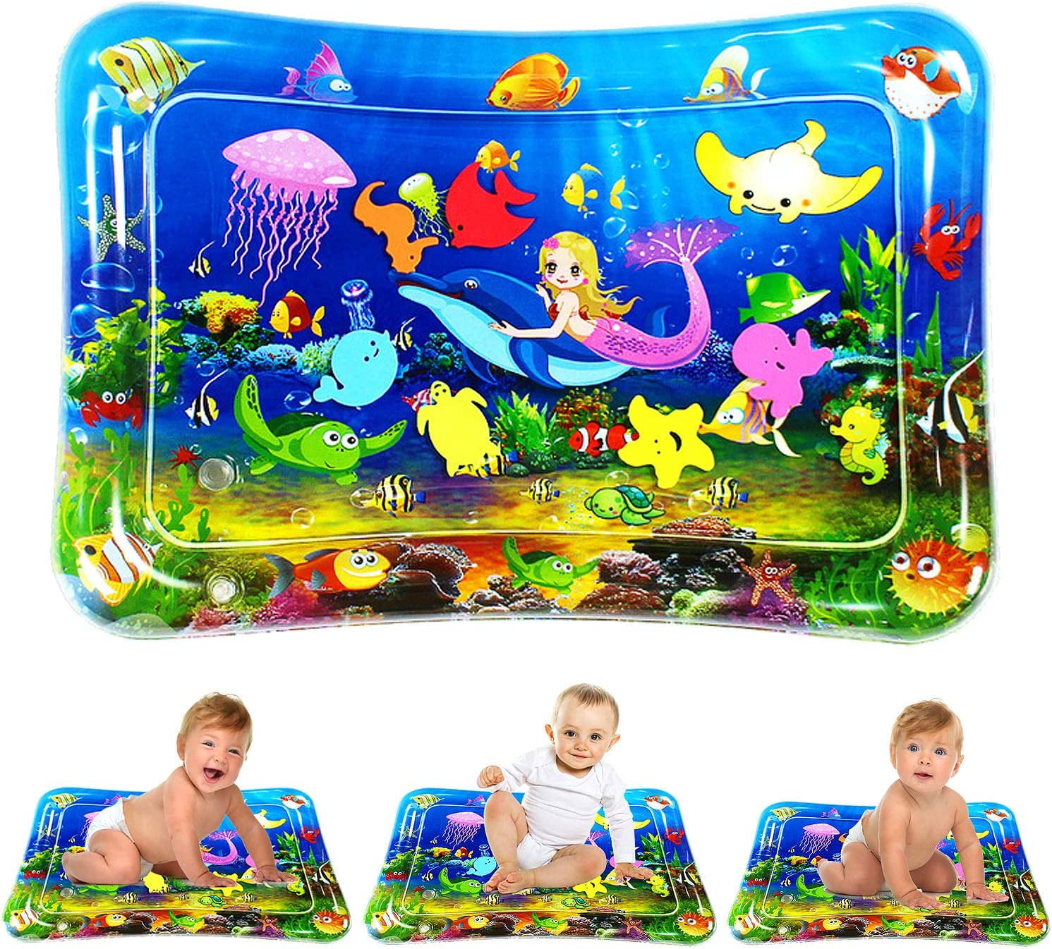 WELLXUNK Baby Water Mat, Inflatable Water Play Mat, for 3 6 9 Months ...