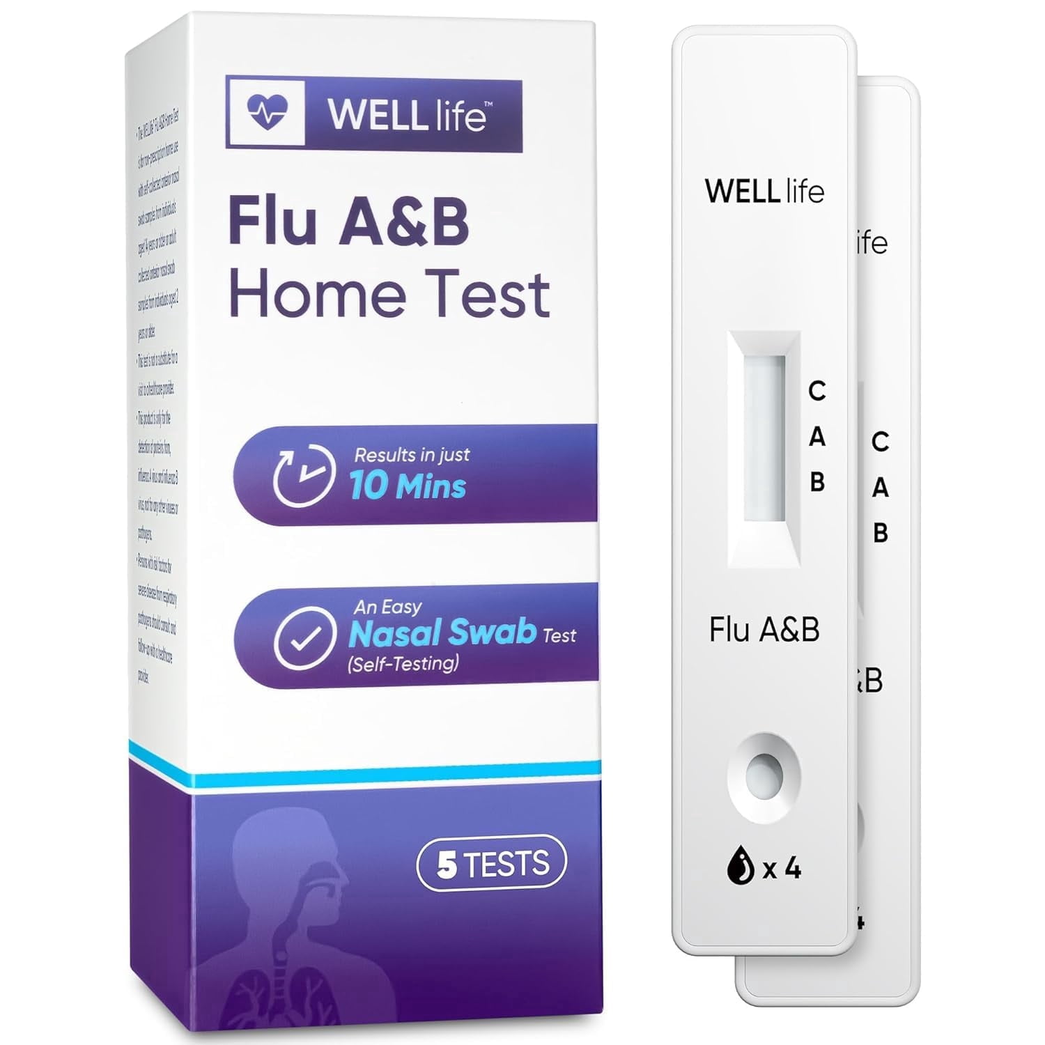 WELLlife Flu A&B Home Test, Flu Test Results in 10 Minutes FDA Cleared ...