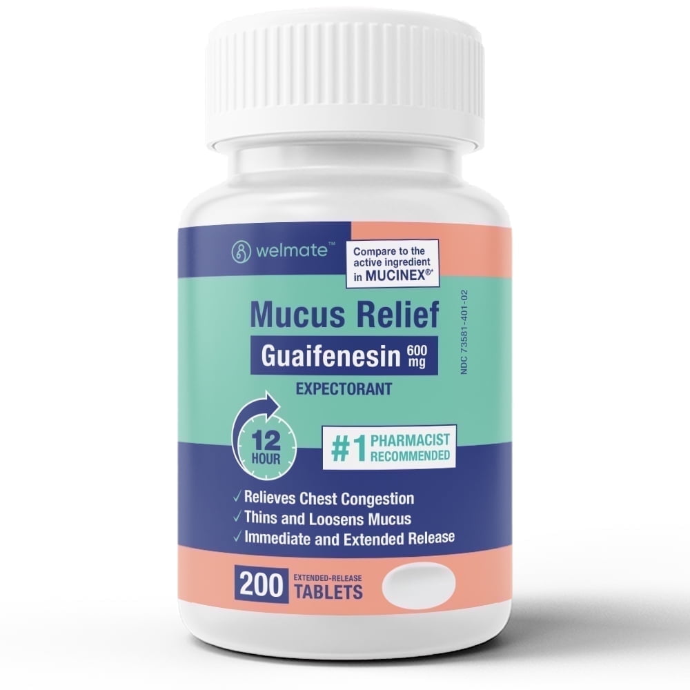 WELMATE Cough Medicine Mucus Relief Guaifenesin 600 mg Expectorant ...