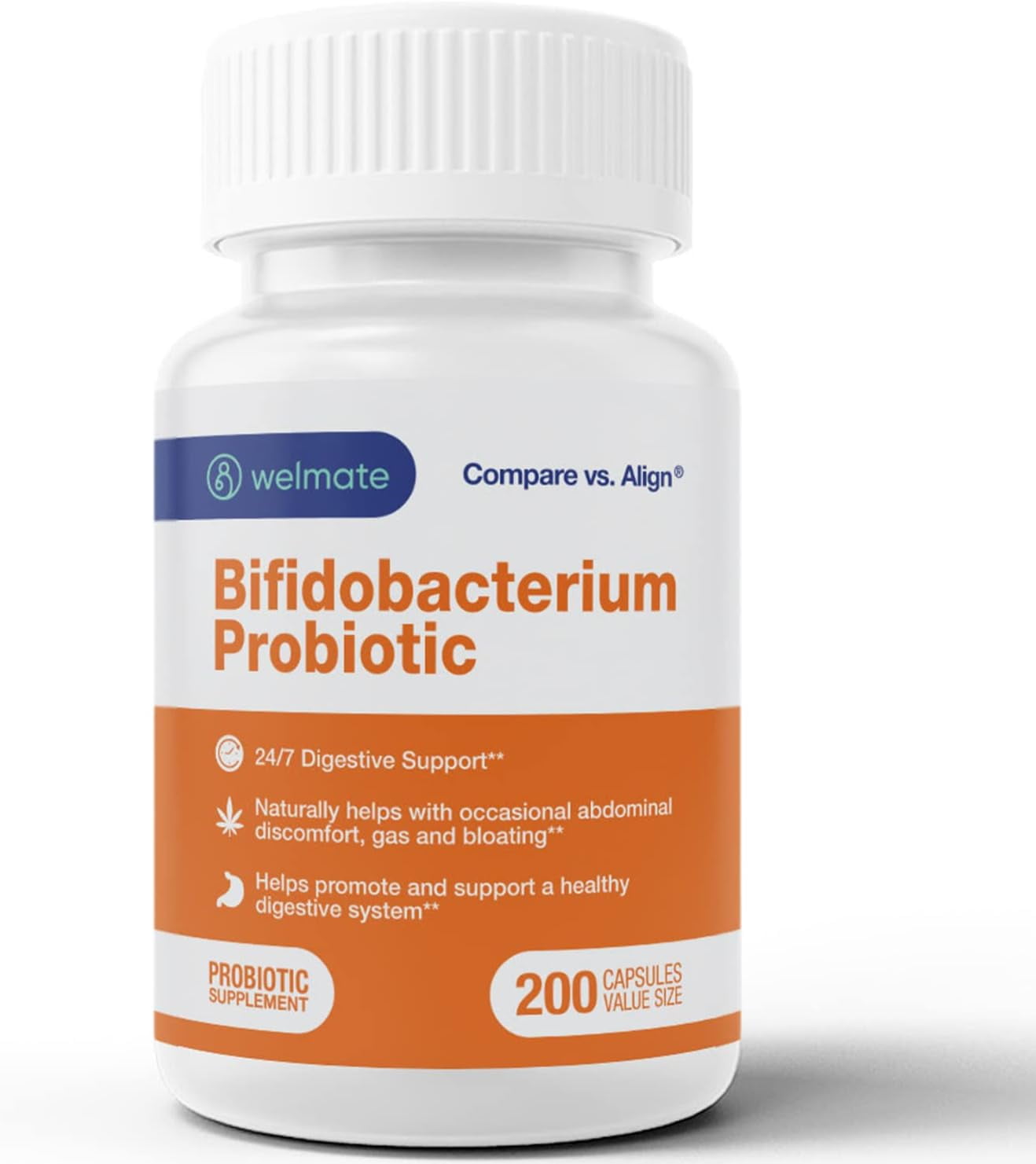 WELMATE Probiotic Supplement, Bifidobacterium - USA Made - 200 Capsules ...