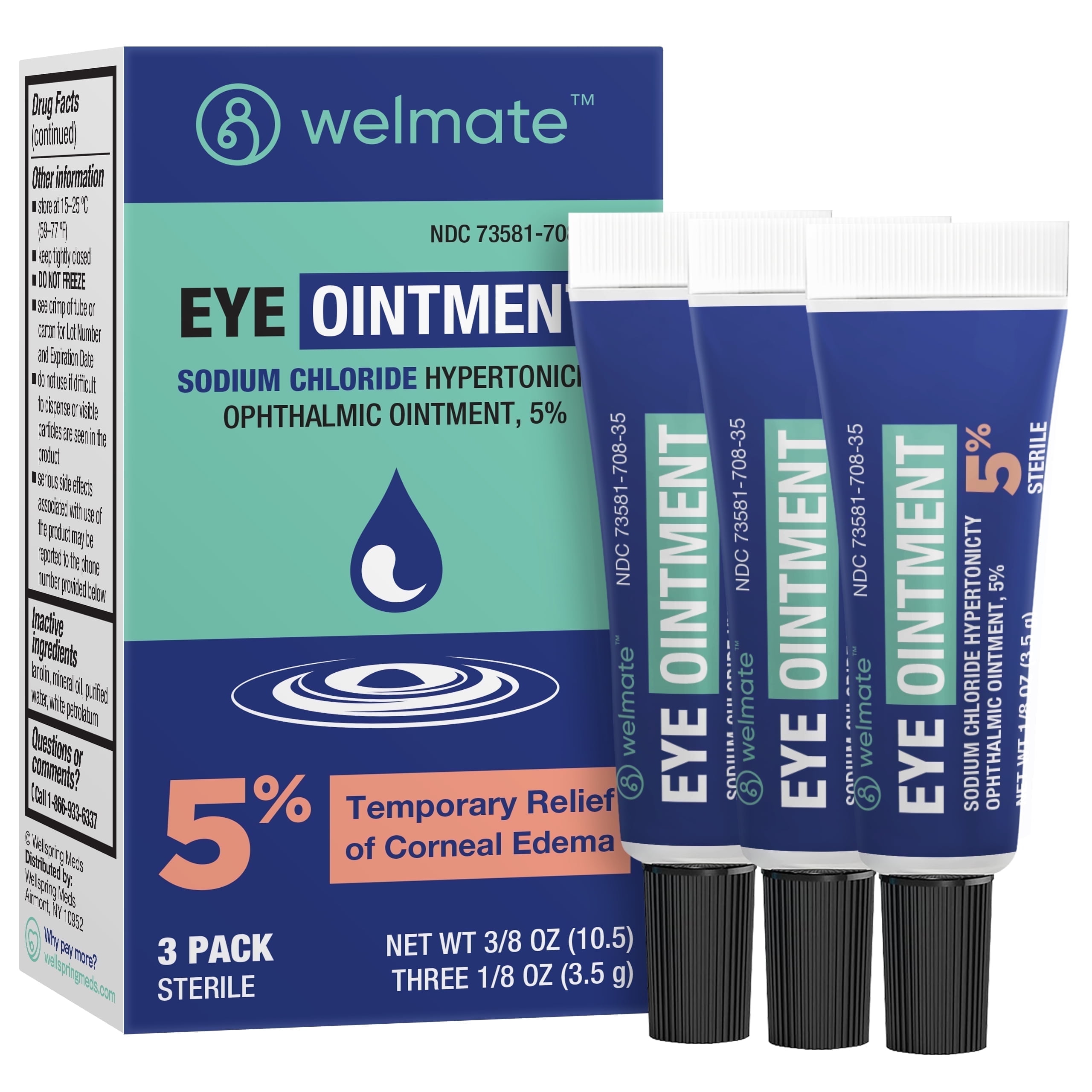 WELMATE Sodium Chloride Hypertonicity Ophthalmic Ointment 5%| 3.5 gm ...