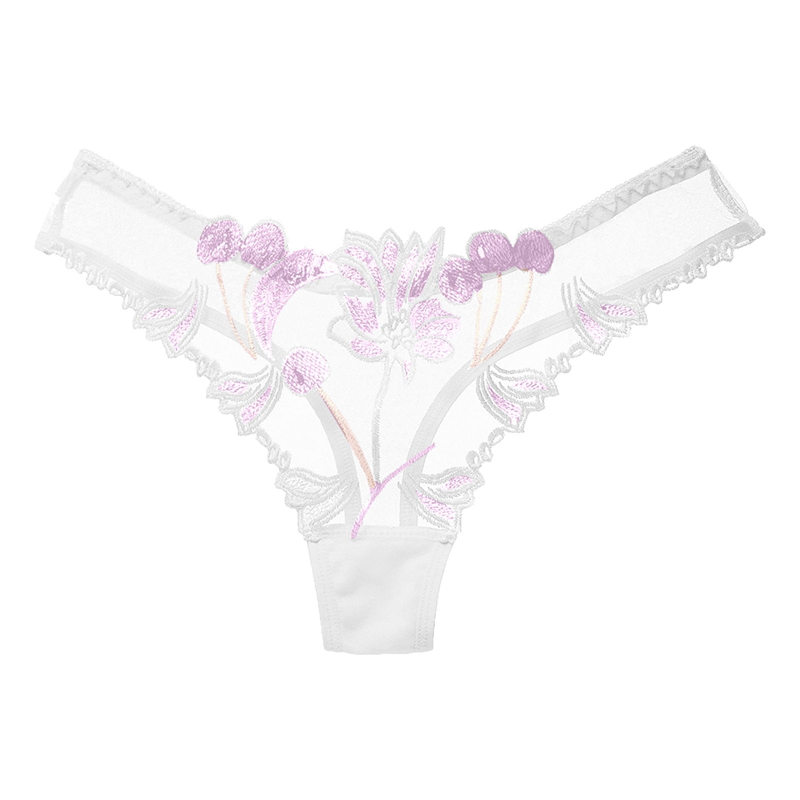 WELOIJEVBE Lace Sexy Panties Women Embroidered Floral Thong Summer Thin Transparent Underwear ...