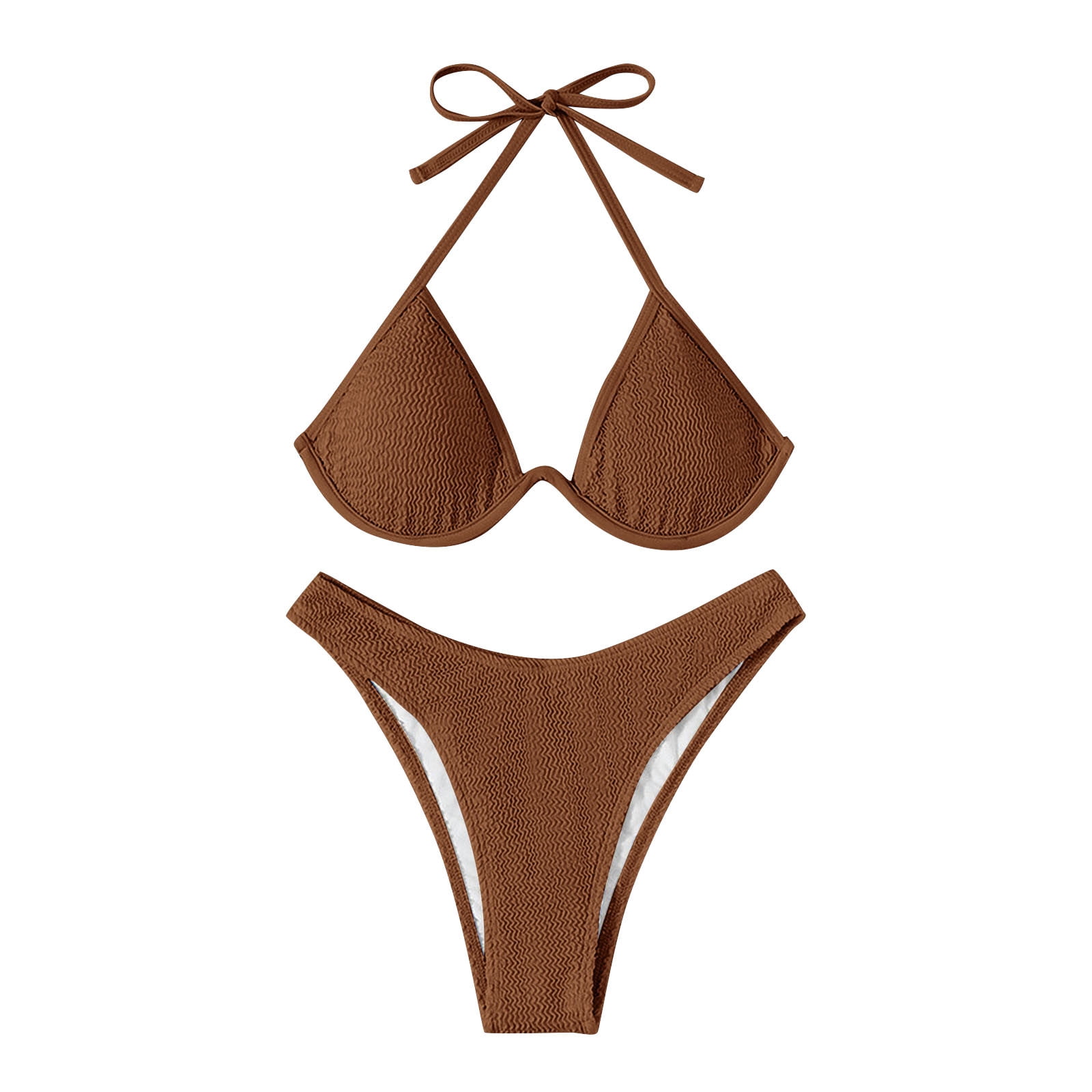 WELOIJEVBE Low Rise Halter Bikini Sets For Women Thong Swim Cheeky Low ...