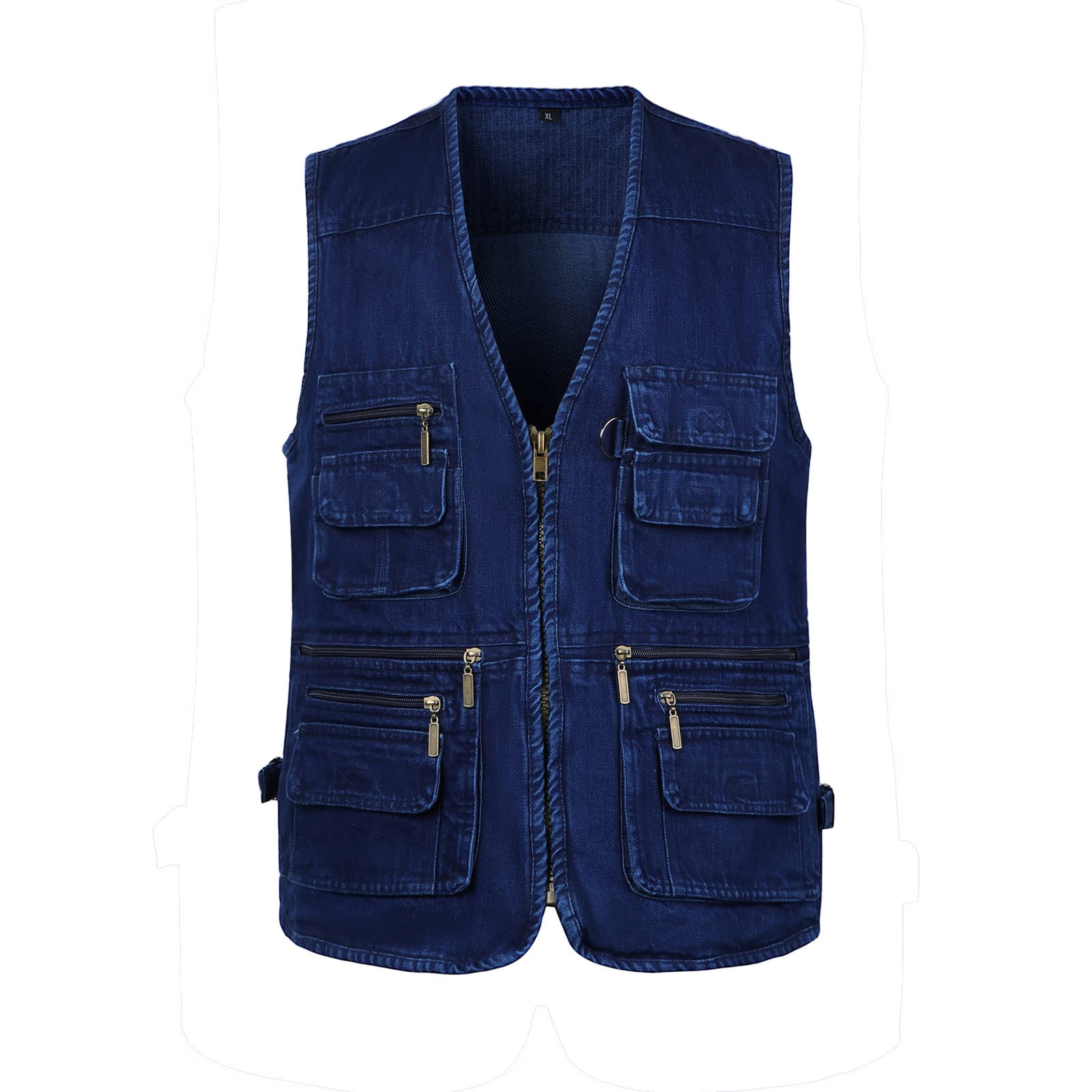 WELOIJEVBE Men's Denim Fishing Vest Sleeveless Leisure Men's Vests ...