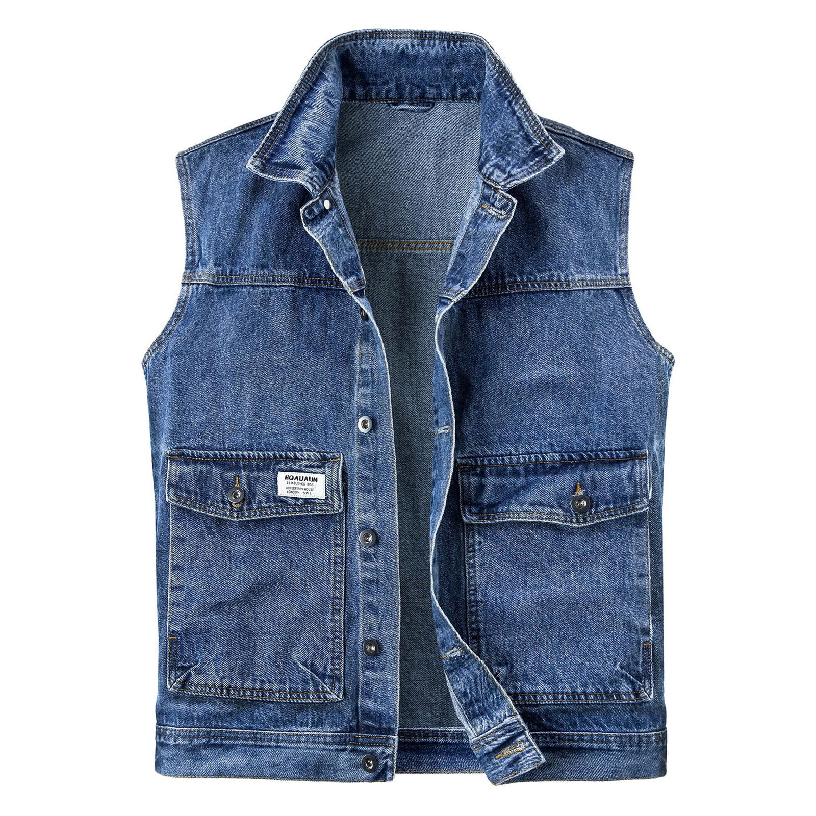 WELOIJEVBE Men's Denim Vest Sleeveless Denim Vest Cowboy Jacket ...