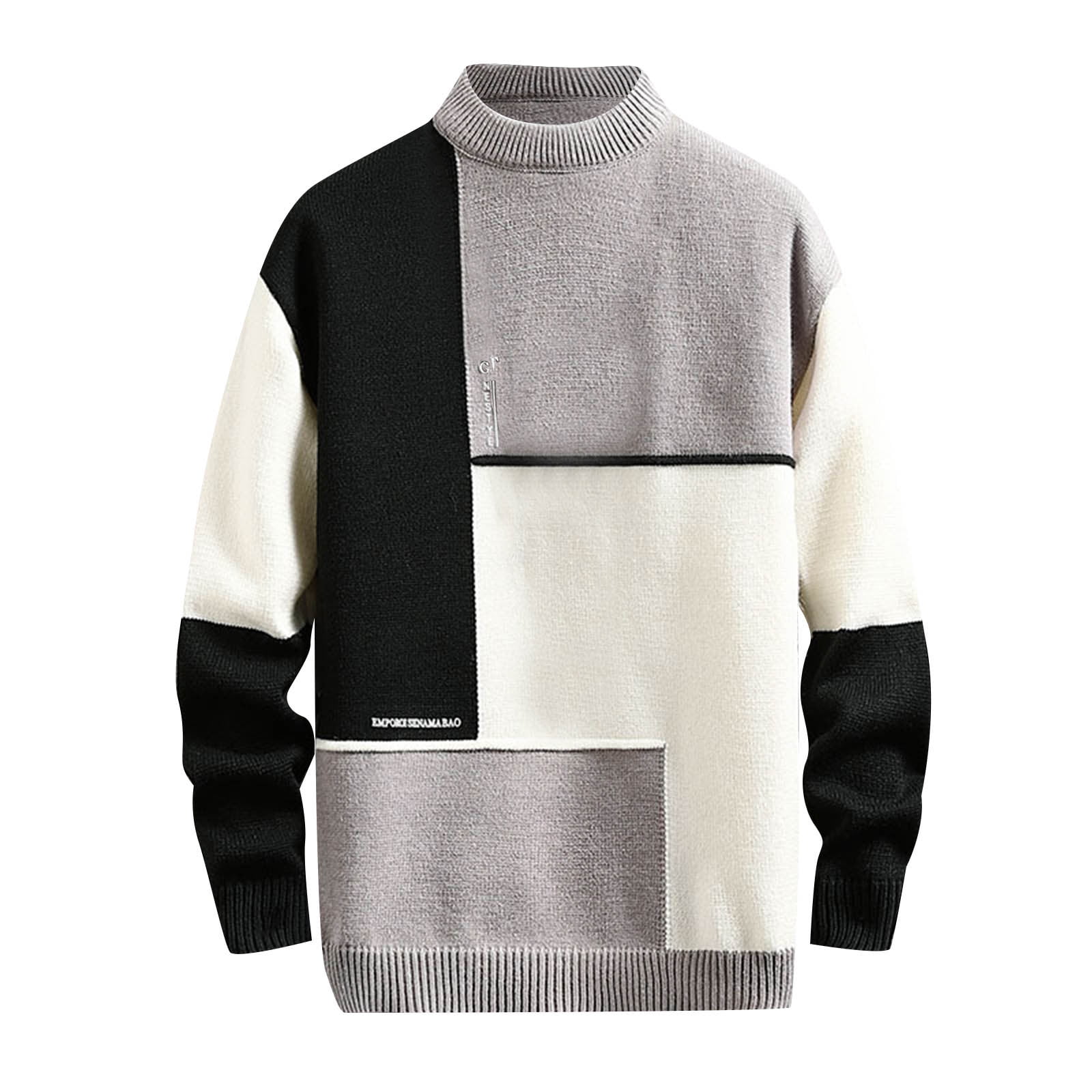 WELOIJEVBE Mens Sweaters Mens Casual Fashion Trend Semi Turtleneck Long ...