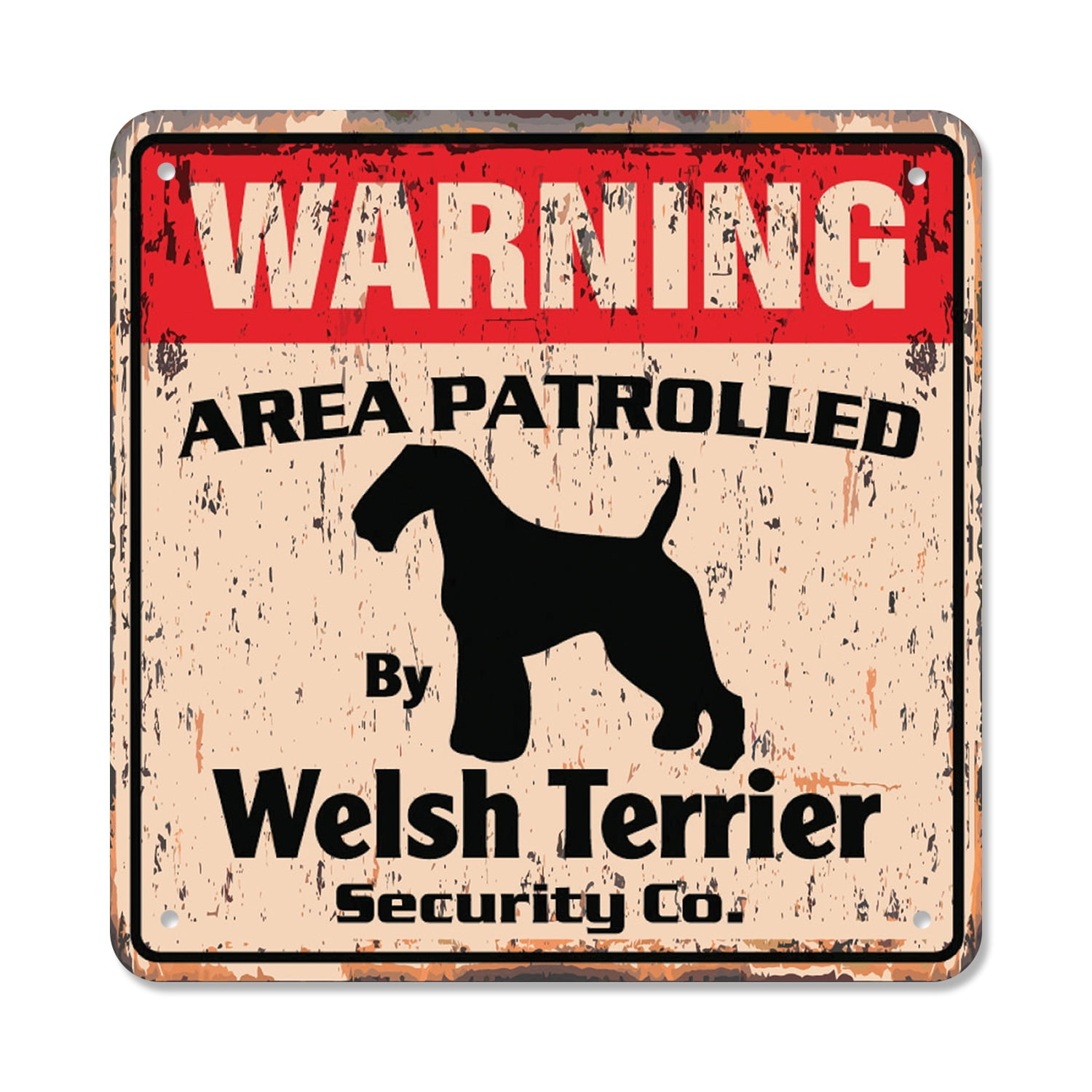 WELSH TERRIER Vintage Security Sign Area Patrolled by dog warning gag ...
