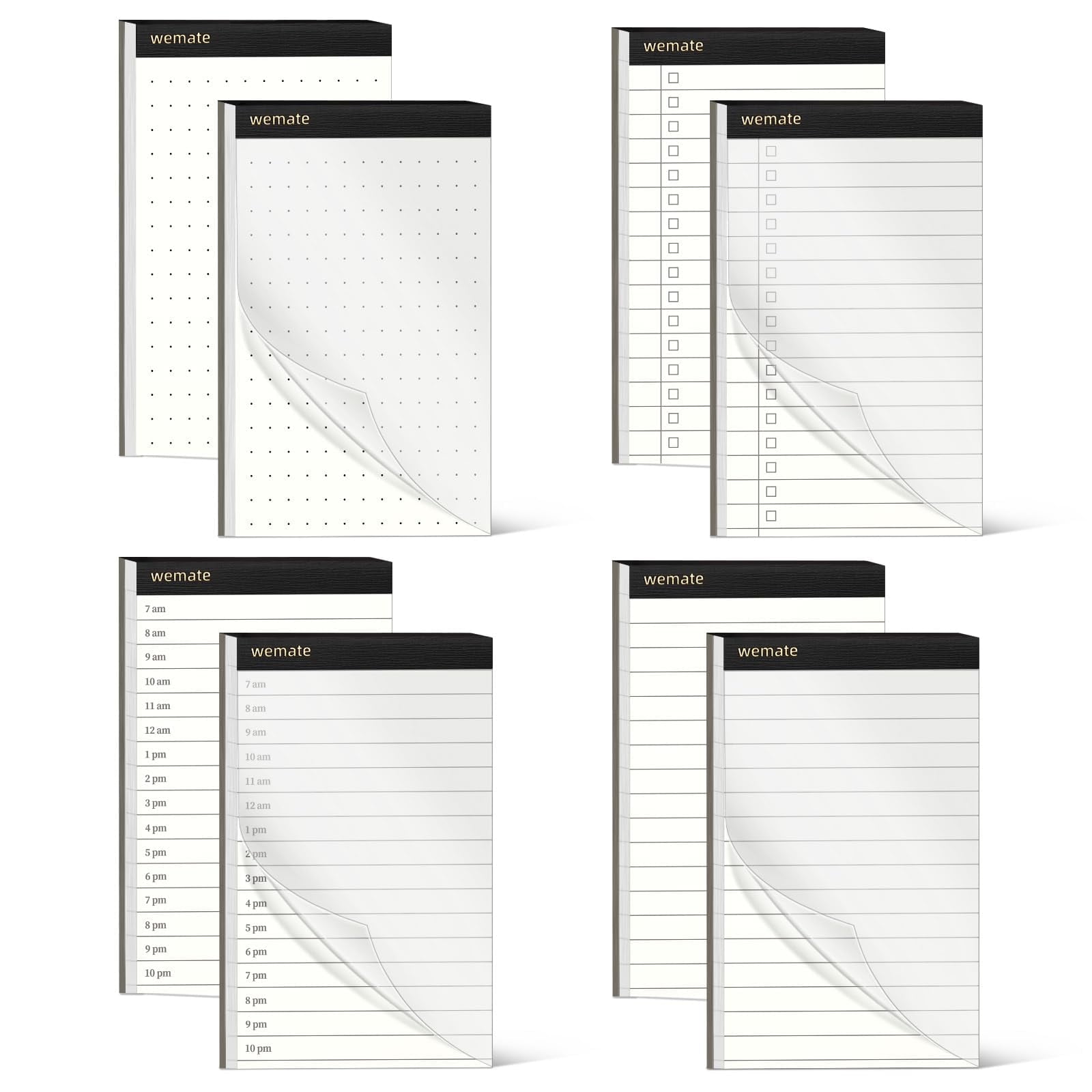WEMATE 8Pcs Note Pads 3.5 x 5, Time Schedule, Lined Notepad, To Do List ...