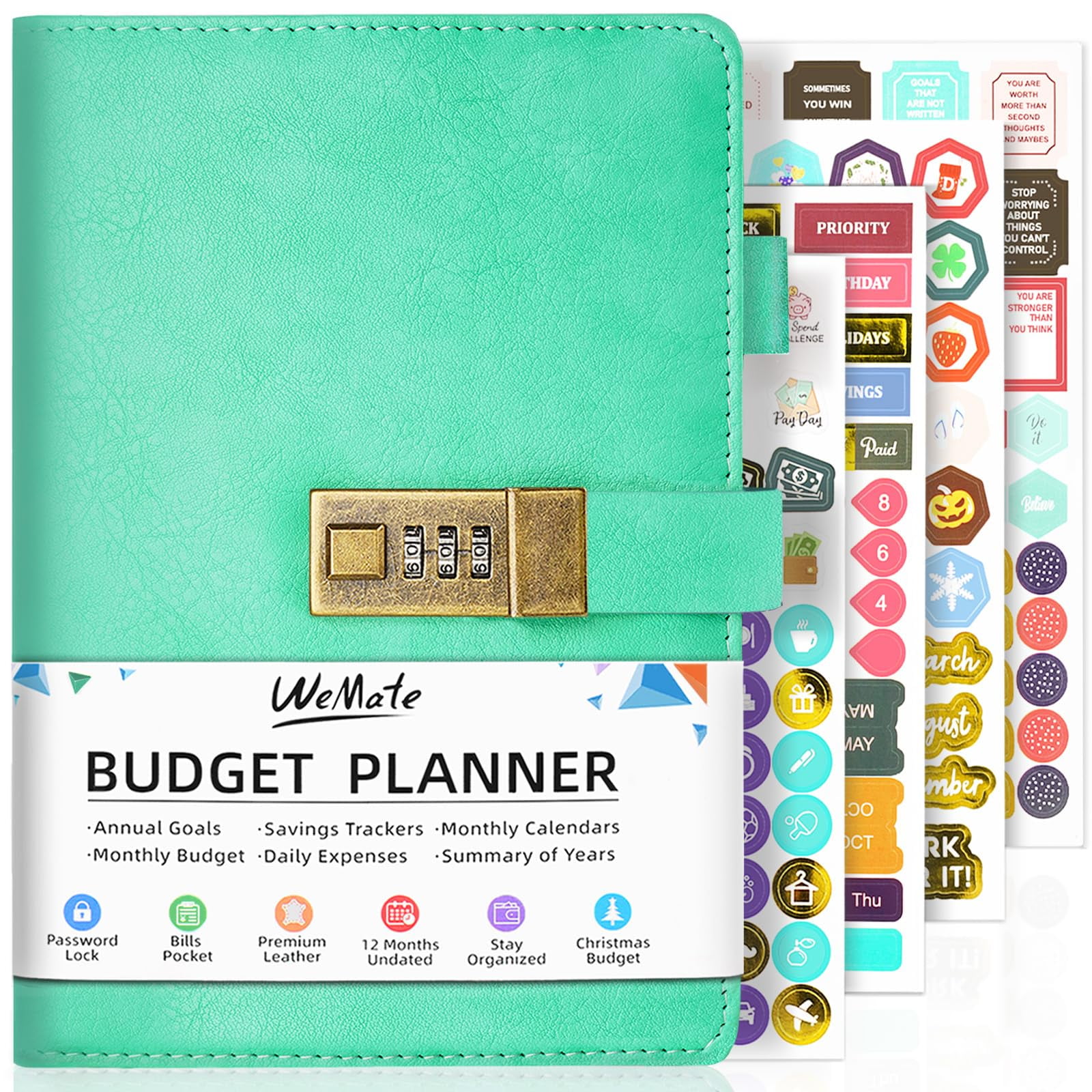 WEMATE Budget Planner - Monthly Budget Book with Lock, Bill Organizer ...