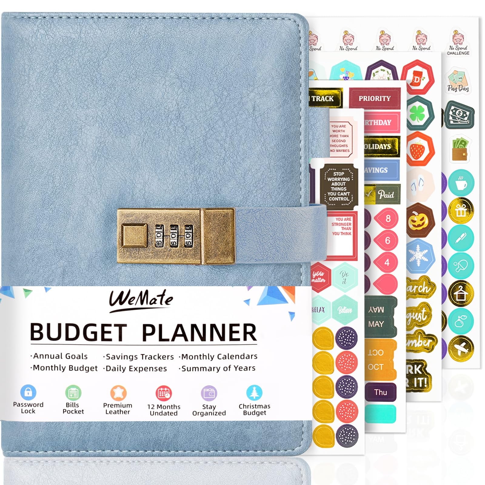 WEMATE Budget Planner - Monthly Budget Book with Lock, Undated Expense ...