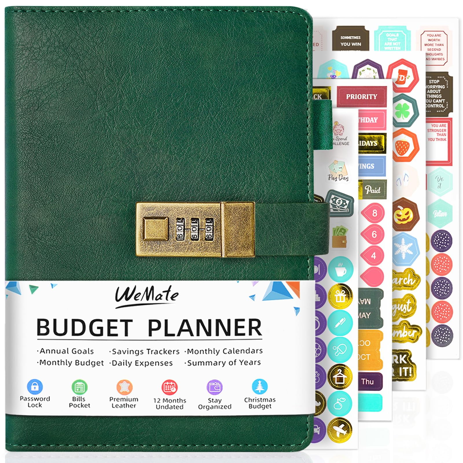 WEMATE Budget Planner - Monthly Budget Book with Lock, Undated Expense ...