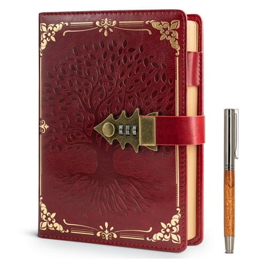 WEMATE Diary, Password Protected Notebook, A5 PU Leather, 240 Pages ...