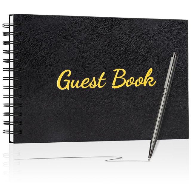 WEMATE Guest Book for Wedding, Simply Elegant Leather Memorial ...