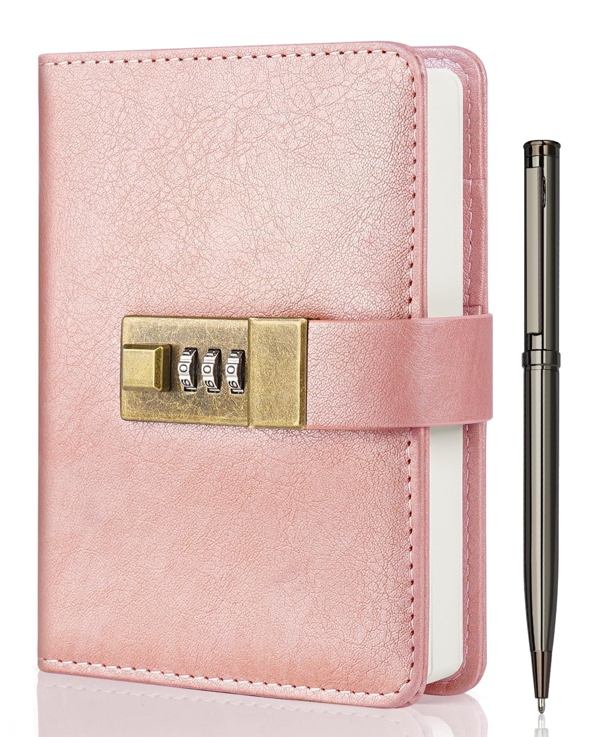"WEMATE Locking Notebook, Diary with Combination Lock, A6 PU Leather ...