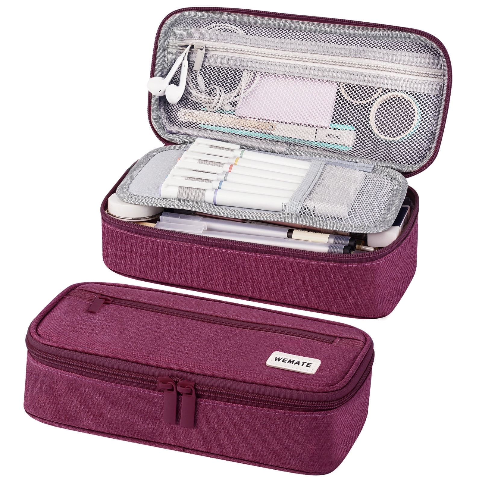 WEMATE Large Pencil Case with Zipper, Big Capacity, Canvas, 80 Pencils ...